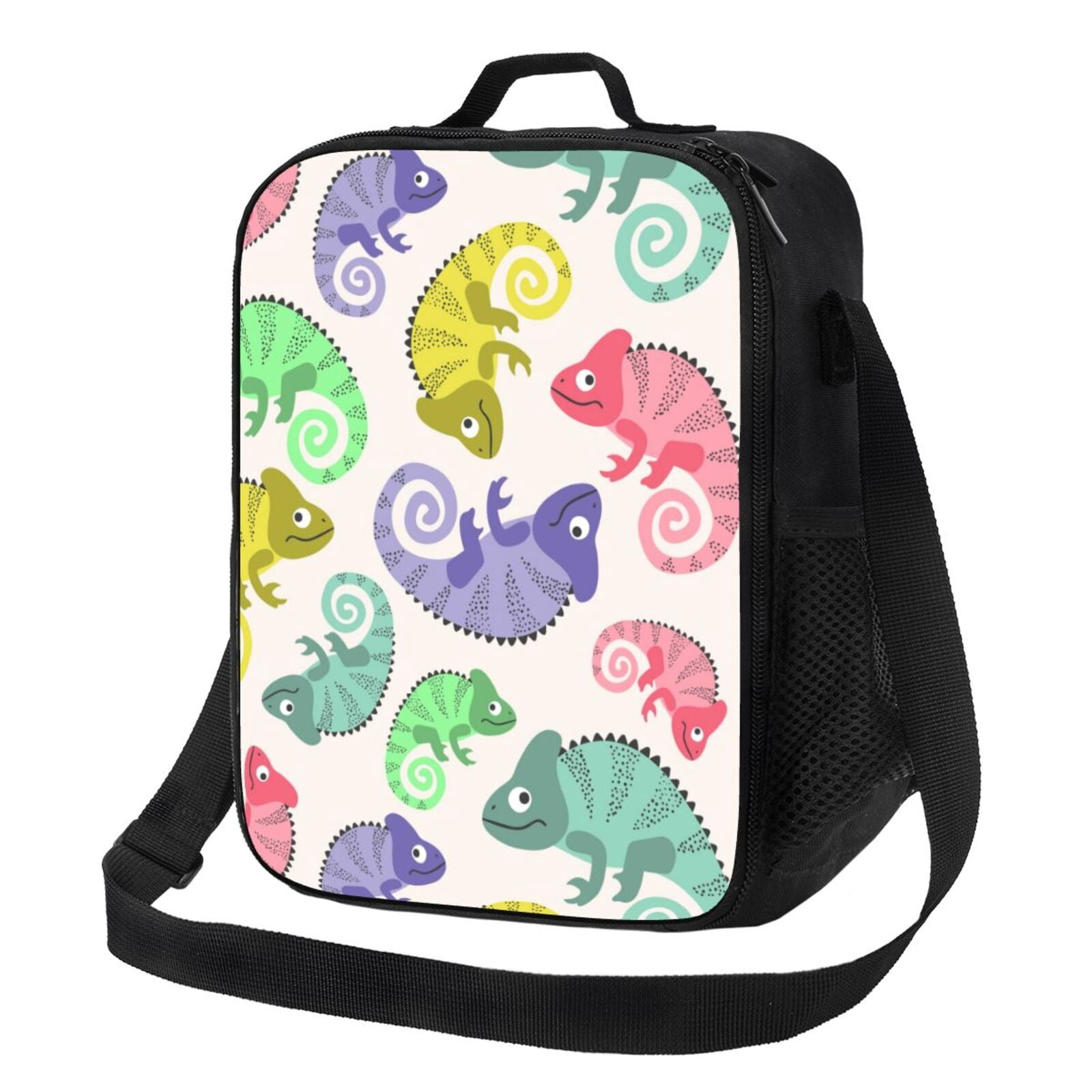 Bingfone Colorful Pattern With Cute Chameleons Reusable Insulated Lunch ...