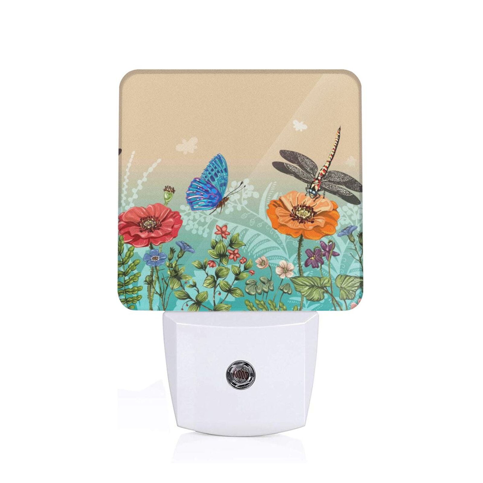 Bingfone Colorful Plants And Insects Print Night Lights Plug into Wall ...