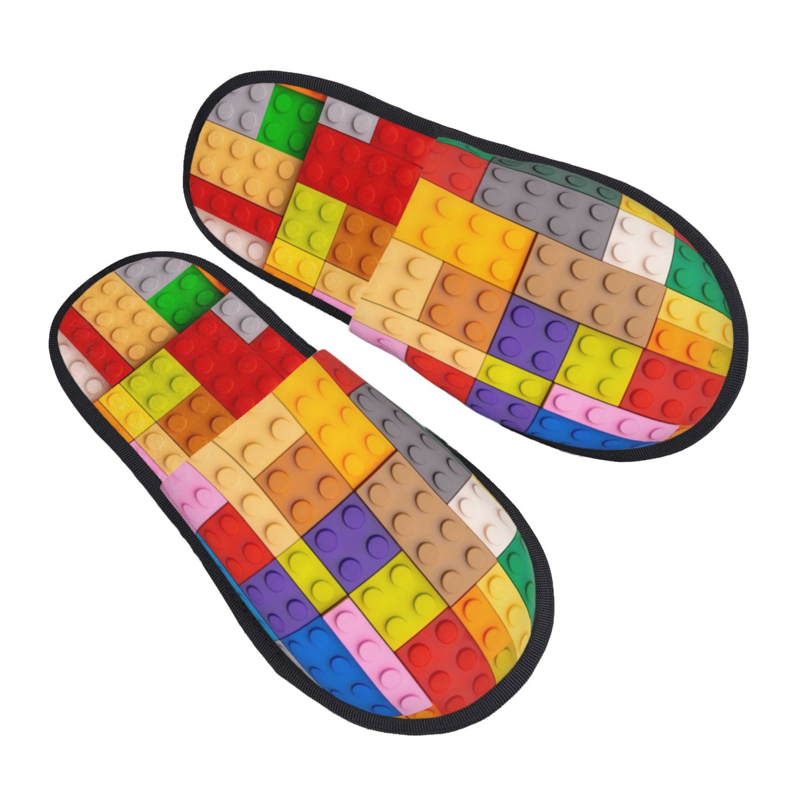 Bingfone Colorful Plastic Blocks Pattern House Slippers for Women Men ...