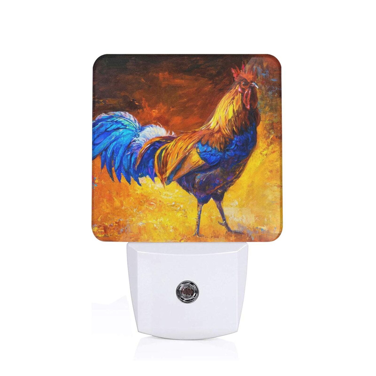 Bingfone Colorful Rooster Print Night Lights Plug into Wall,Dusk to ...