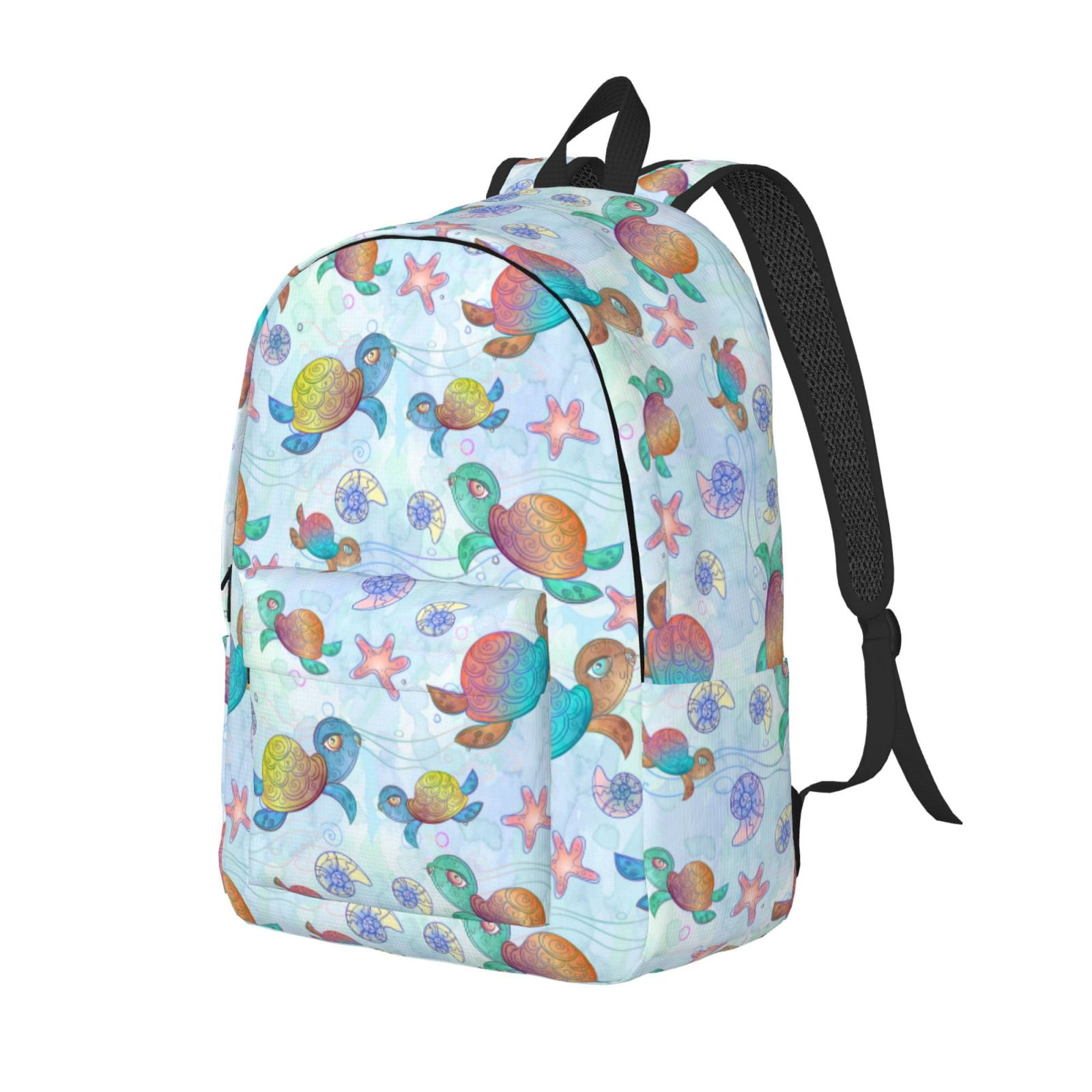 Bingfone Colorful Sea Turtle Print Canvas College Laptop Backpack ...