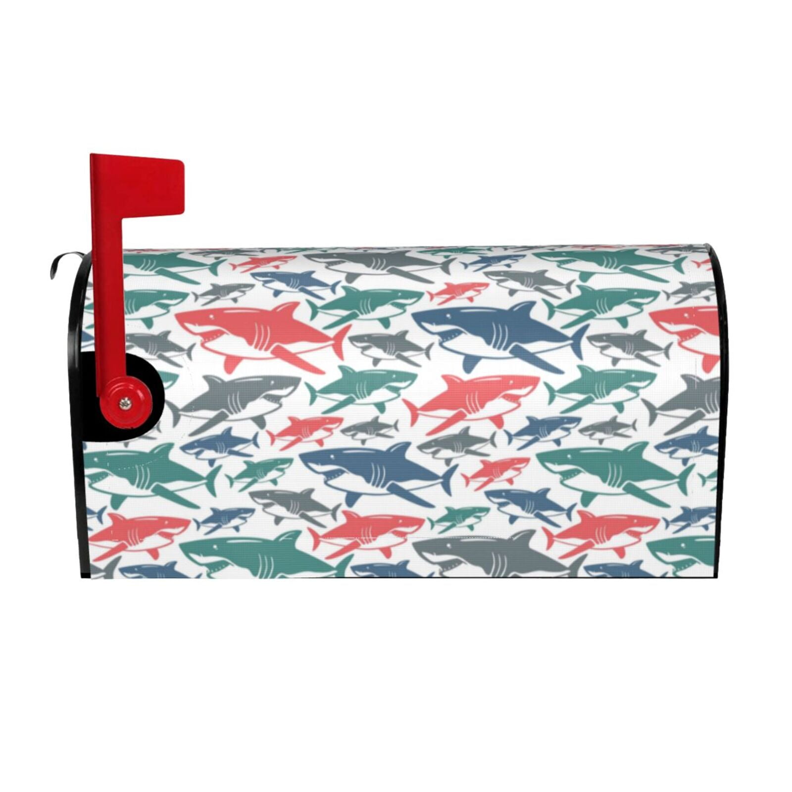 Bingfone Colorful Shark Magnetic Mailbox Cover Standard Size For Garden ...