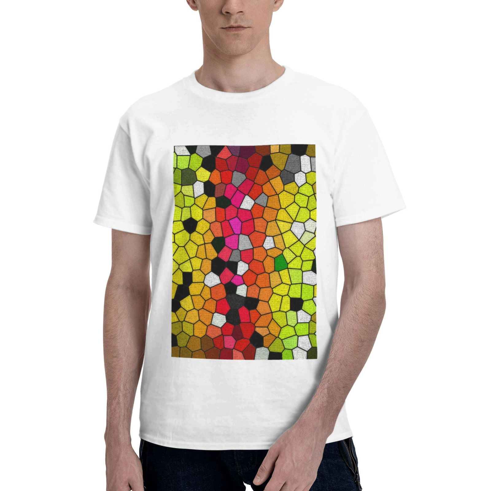 Bingfone Colorful Tie Dye Stained Glass 1 Men'S Loose Fit Short-Sleeve ...