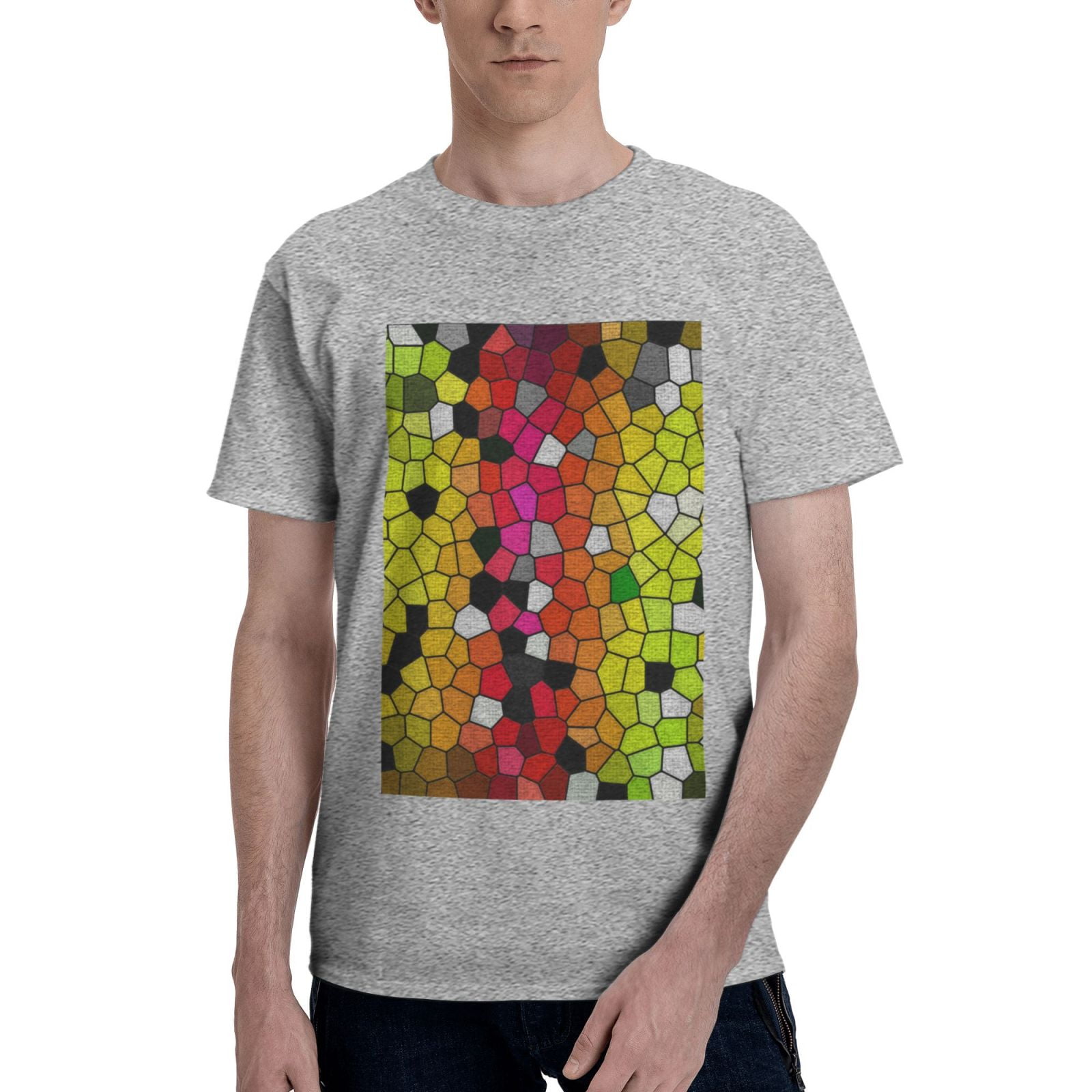 Bingfone Colorful Tie Dye Stained Glass 1 Men'S Loose Fit Short-Sleeve ...