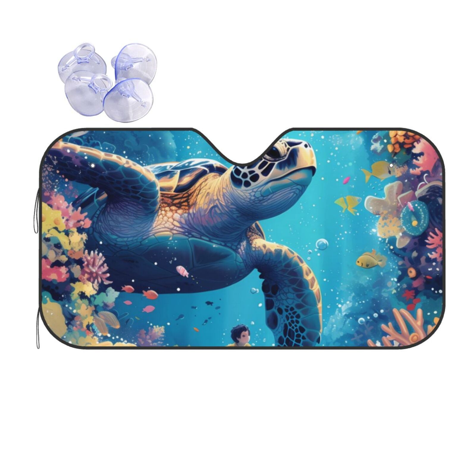 Bingfone Colorful Underwater Plant Turtle Car Windshield Sun Shade ...