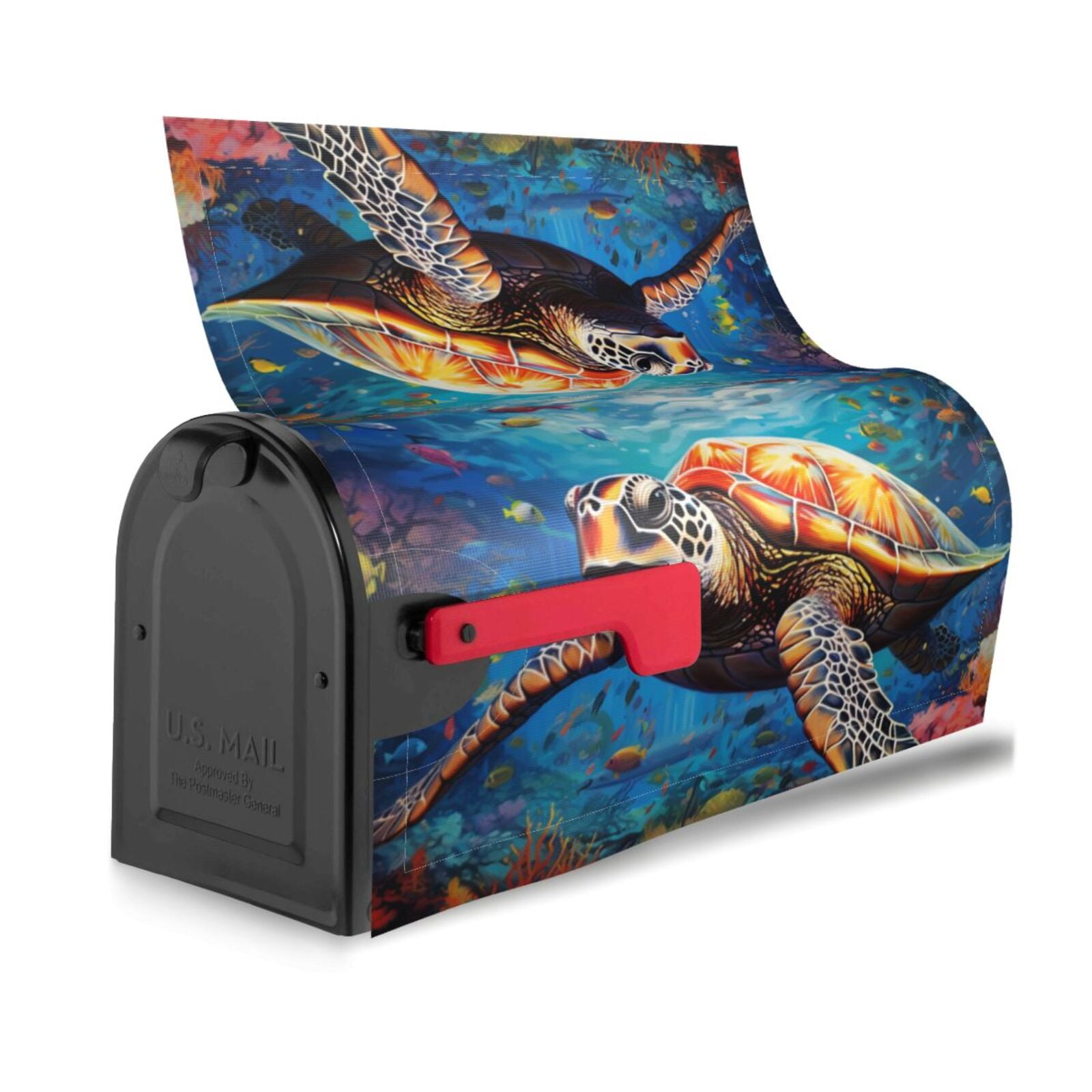 Bingfone Colorful Underwater Sea Turtle Magnetic Mailbox Cover Standard ...