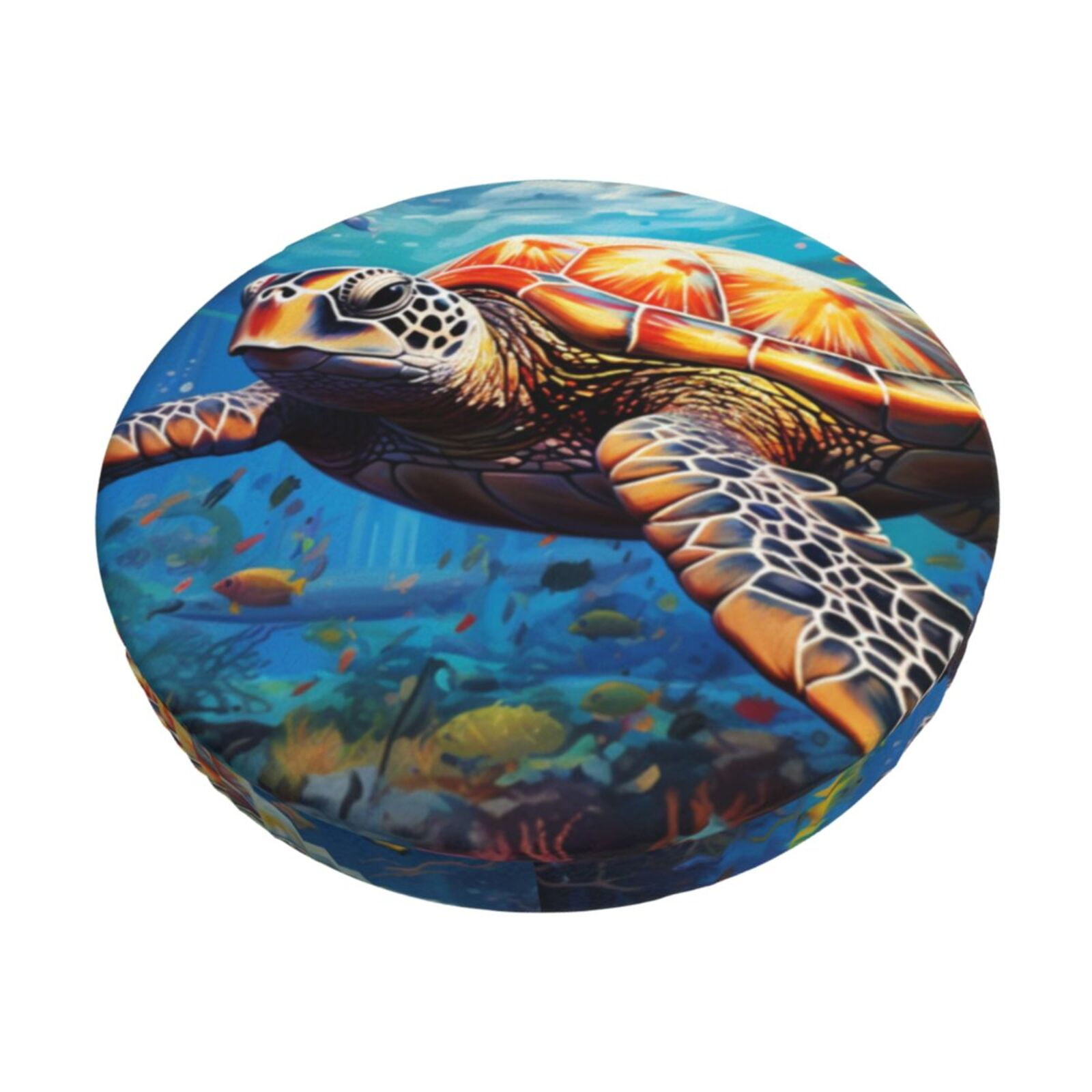 Bingfone Colorful Underwater Sea Turtle Padded Round Bar Stool Cover ...