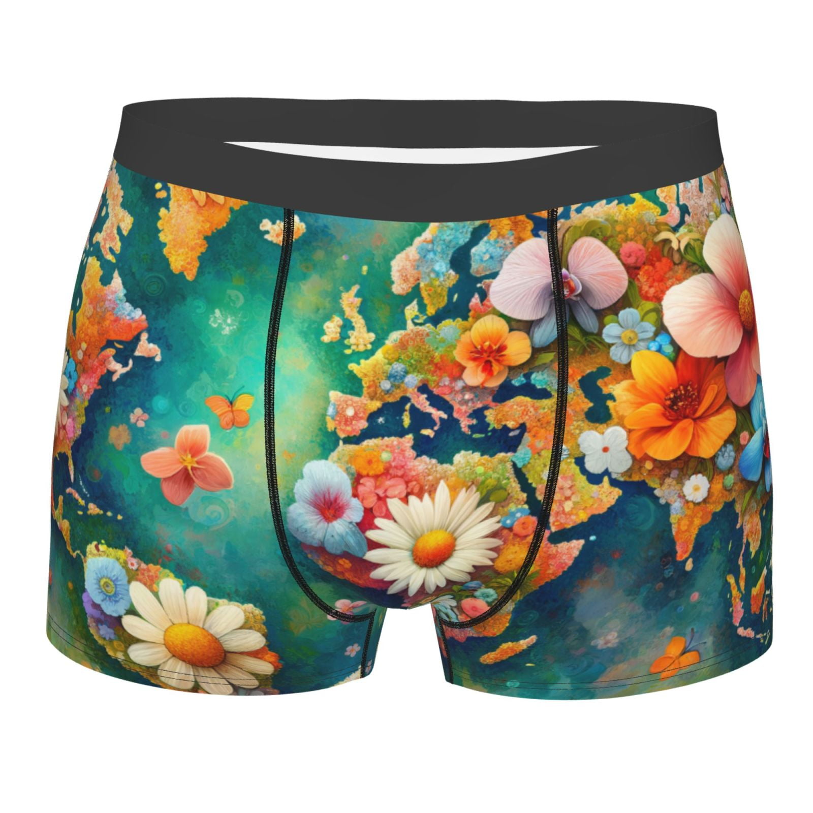 Bingfone Colorful World Map Men's Underwear - Casual Stretch Boxer ...
