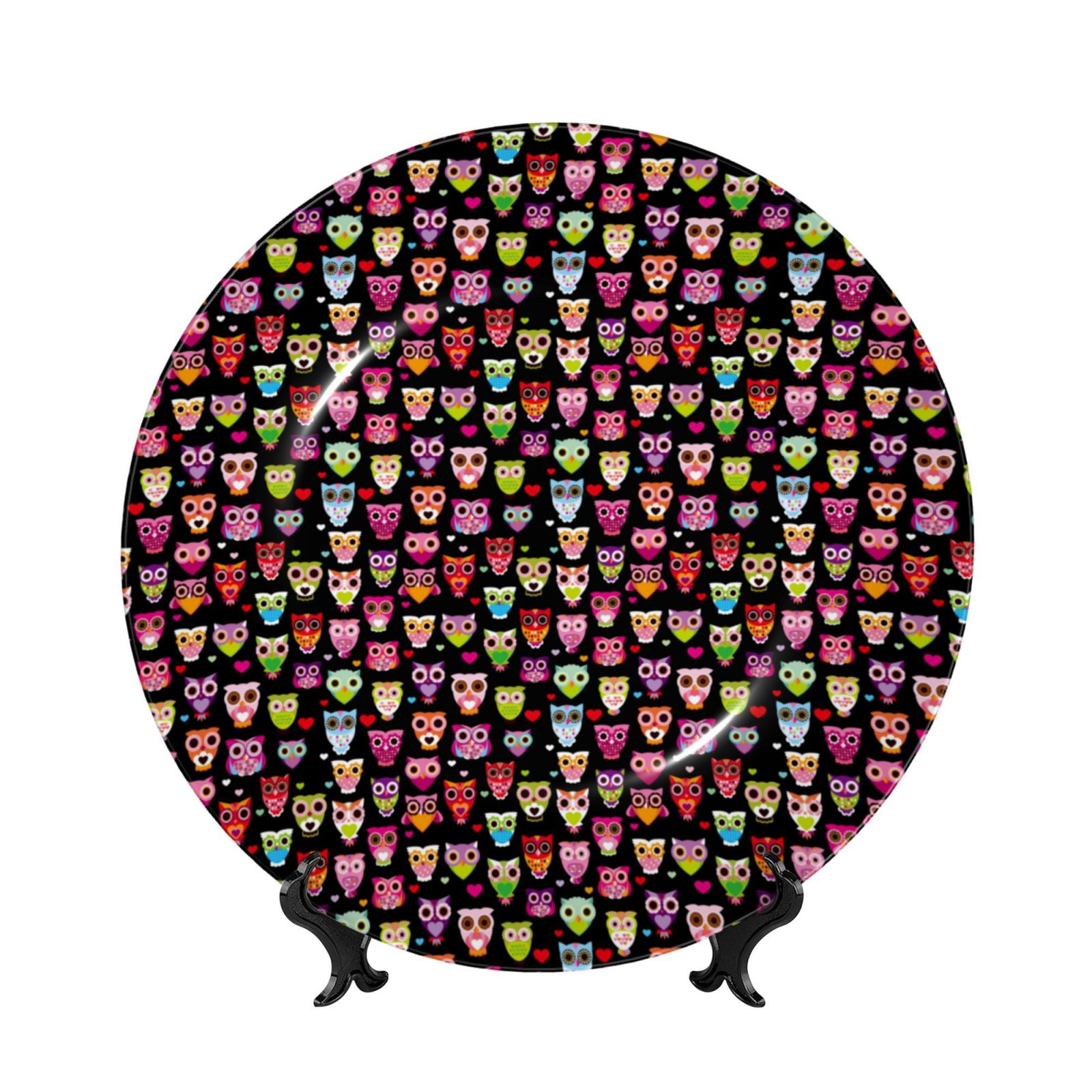 Bingfone Colourfull Owl Print Bone China Dinner Decorative Plates ...