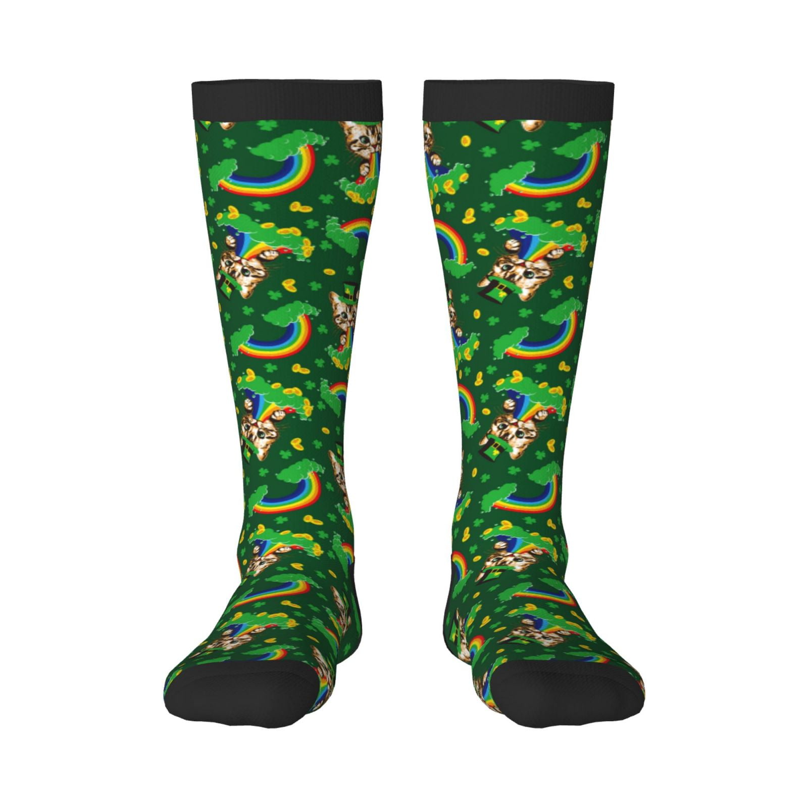 Bingfone Compression Socks for Women and Men Long Socks for Running Athletic Cycling Nurse- Cat ...