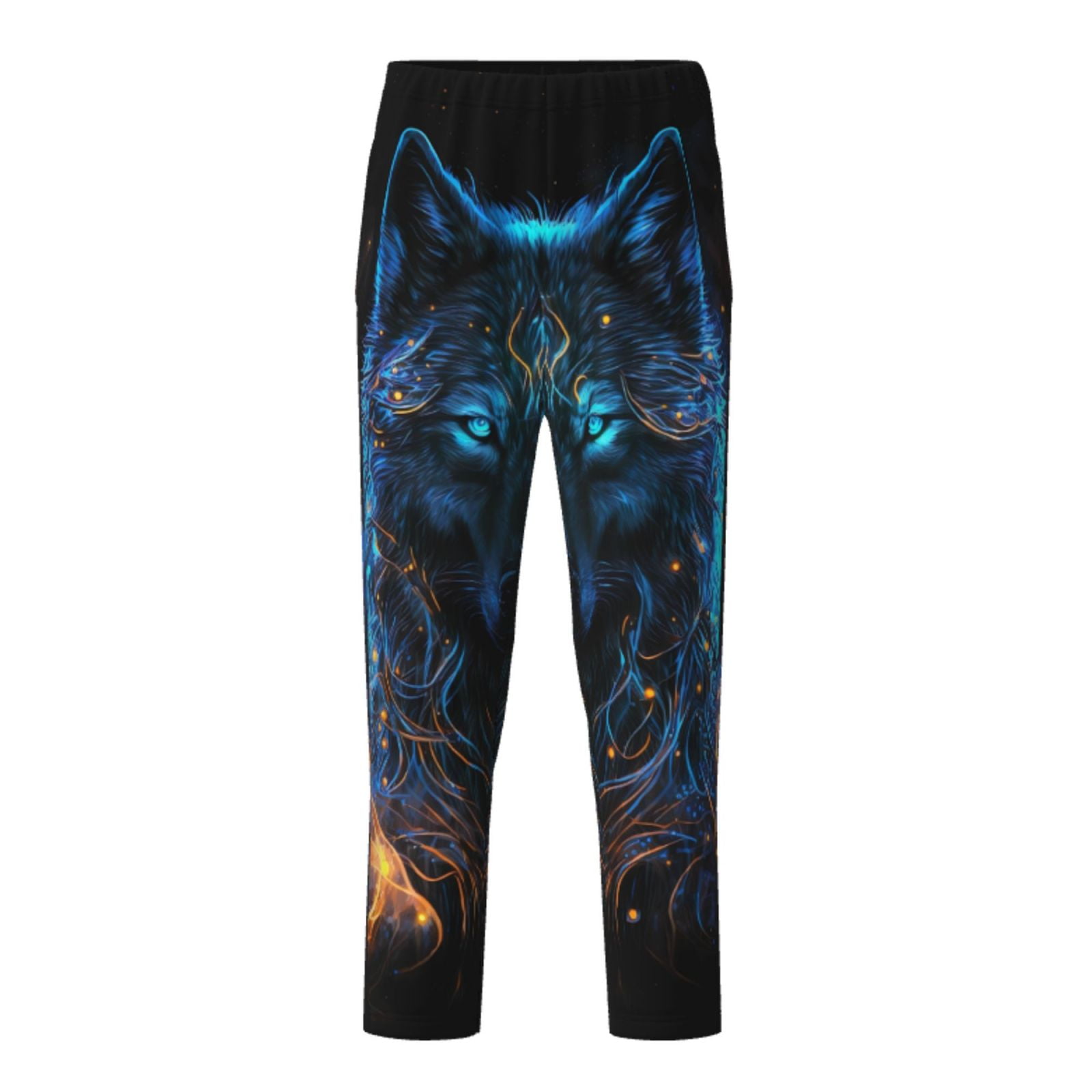 Bingfone Cool Blue Light Wolf Print Boys Girls Pajama Pants Lounge ...