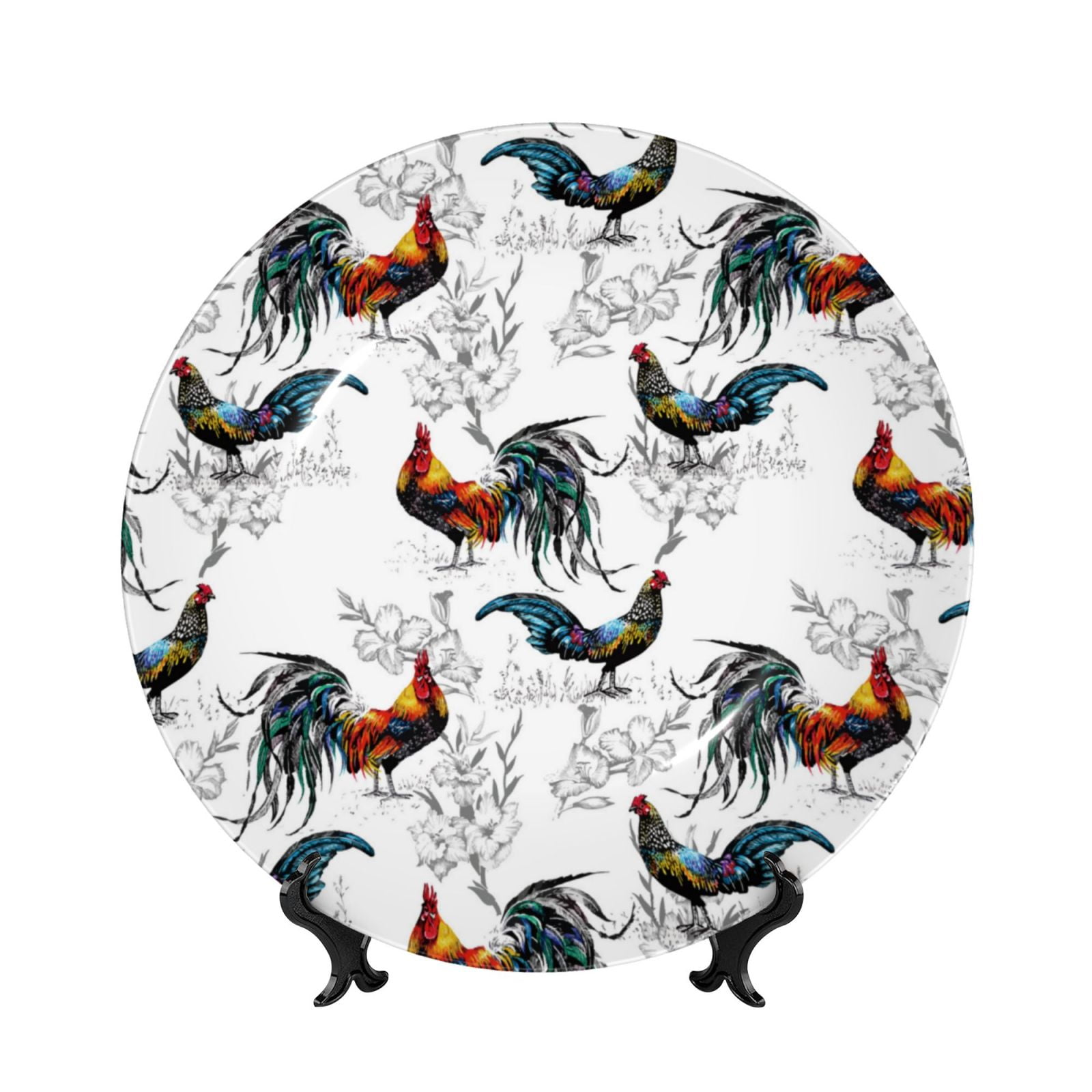 Bingfone Cool Chicken Print Bone China Dinner Decorative Plates ...
