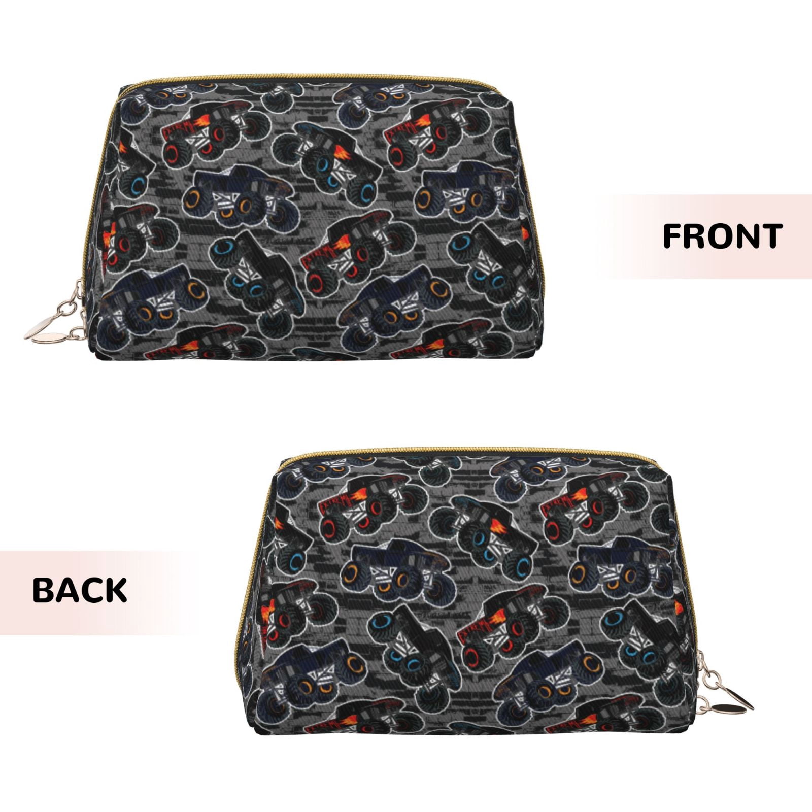 Bingfone Cool Off-Road Vehicle Print Leather Makeup Bag, Portable Hand ...