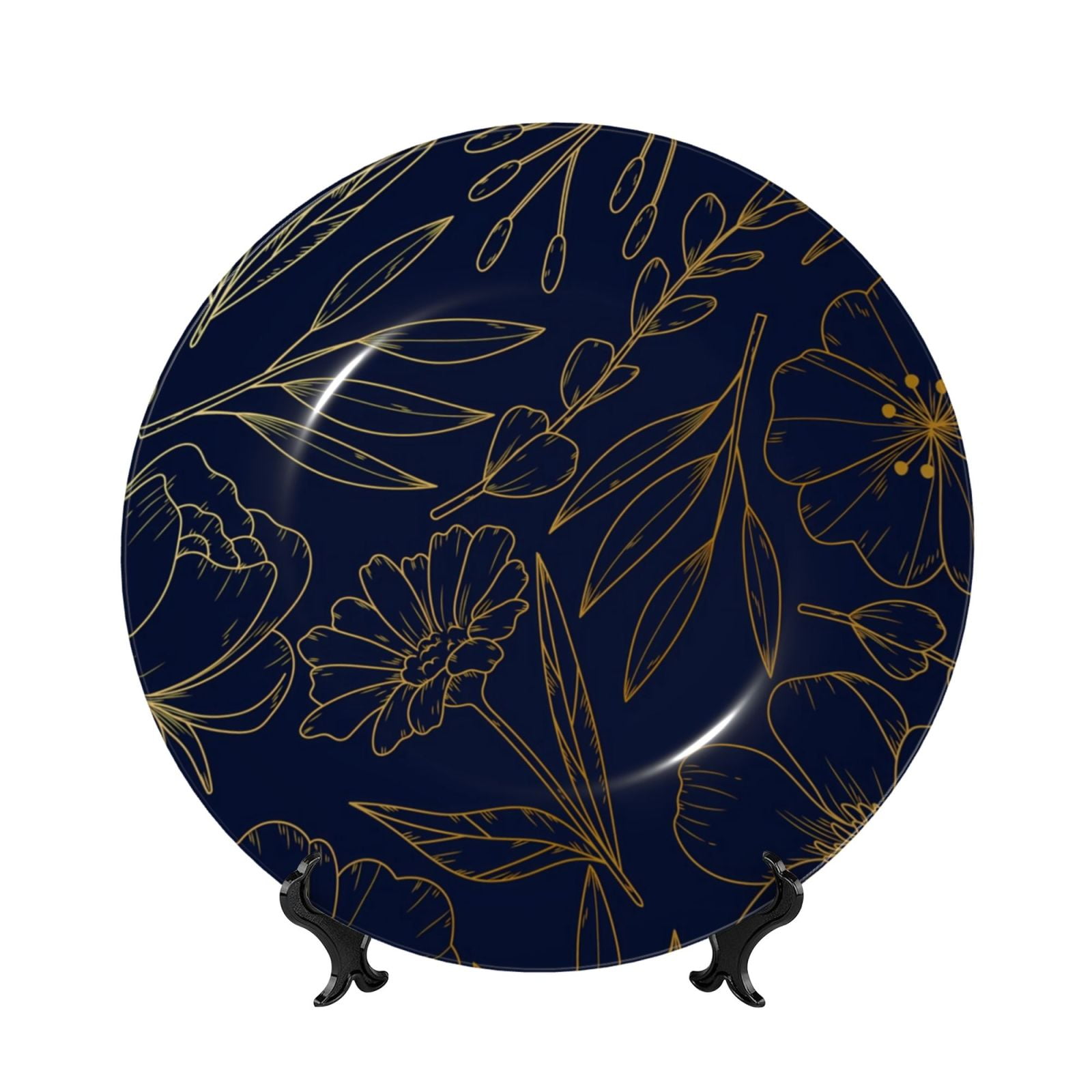 Bingfone Copper-Gold Gloss Outline Flower Print Bone China Dinner ...