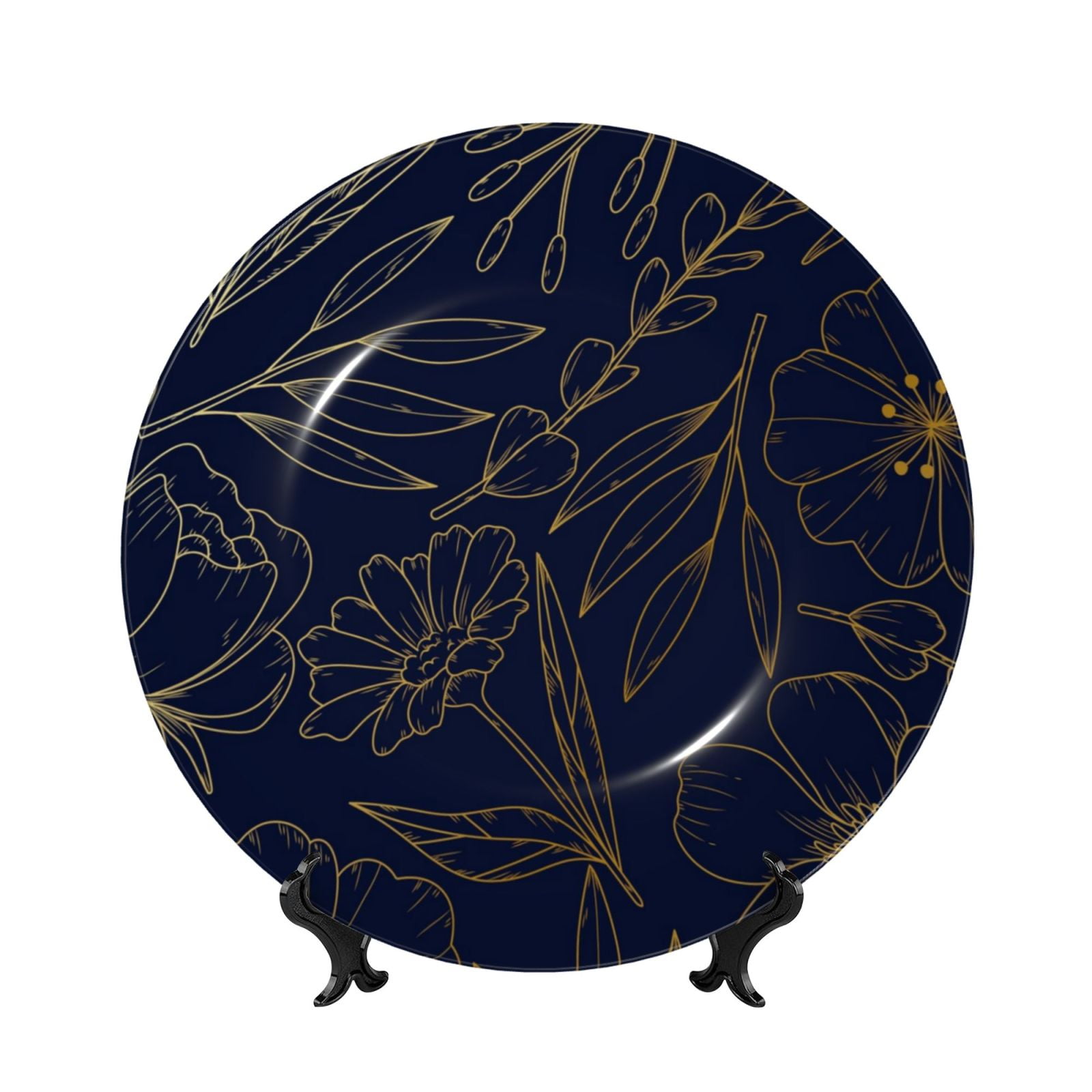 Bingfone Copper-Gold Gloss Outline Flower Print Bone China Dinner ...