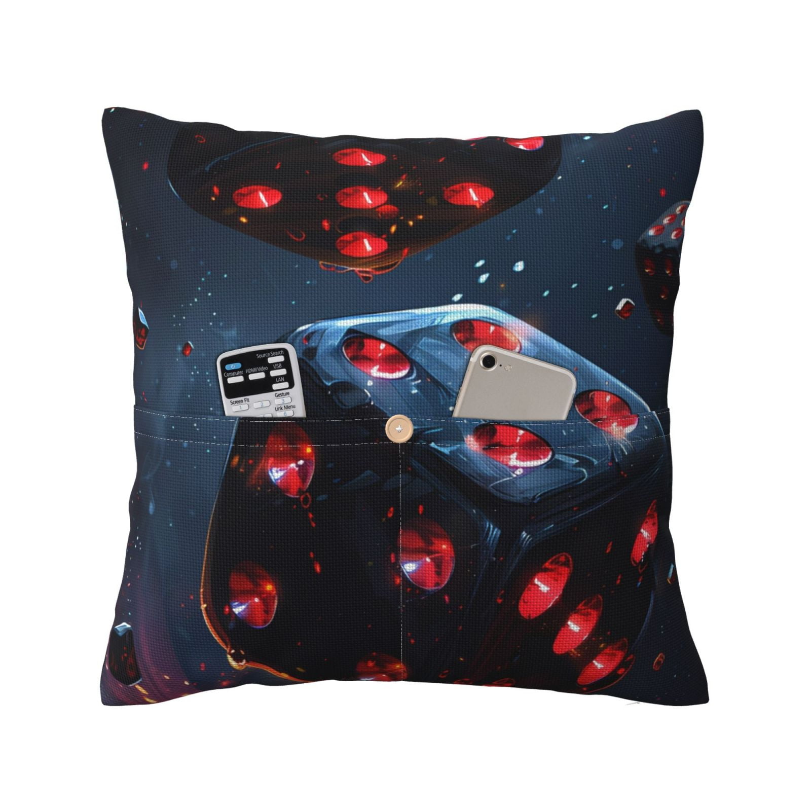 Bingfone Cosmic Red Sparkle Dice Linen Throw Pillow Covers Cushion Case ...