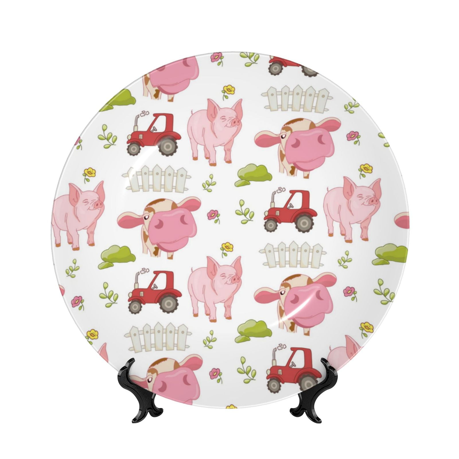 Bingfone Cow And Pig Print Bone China Dinner Decorative Plates,Handmade ...