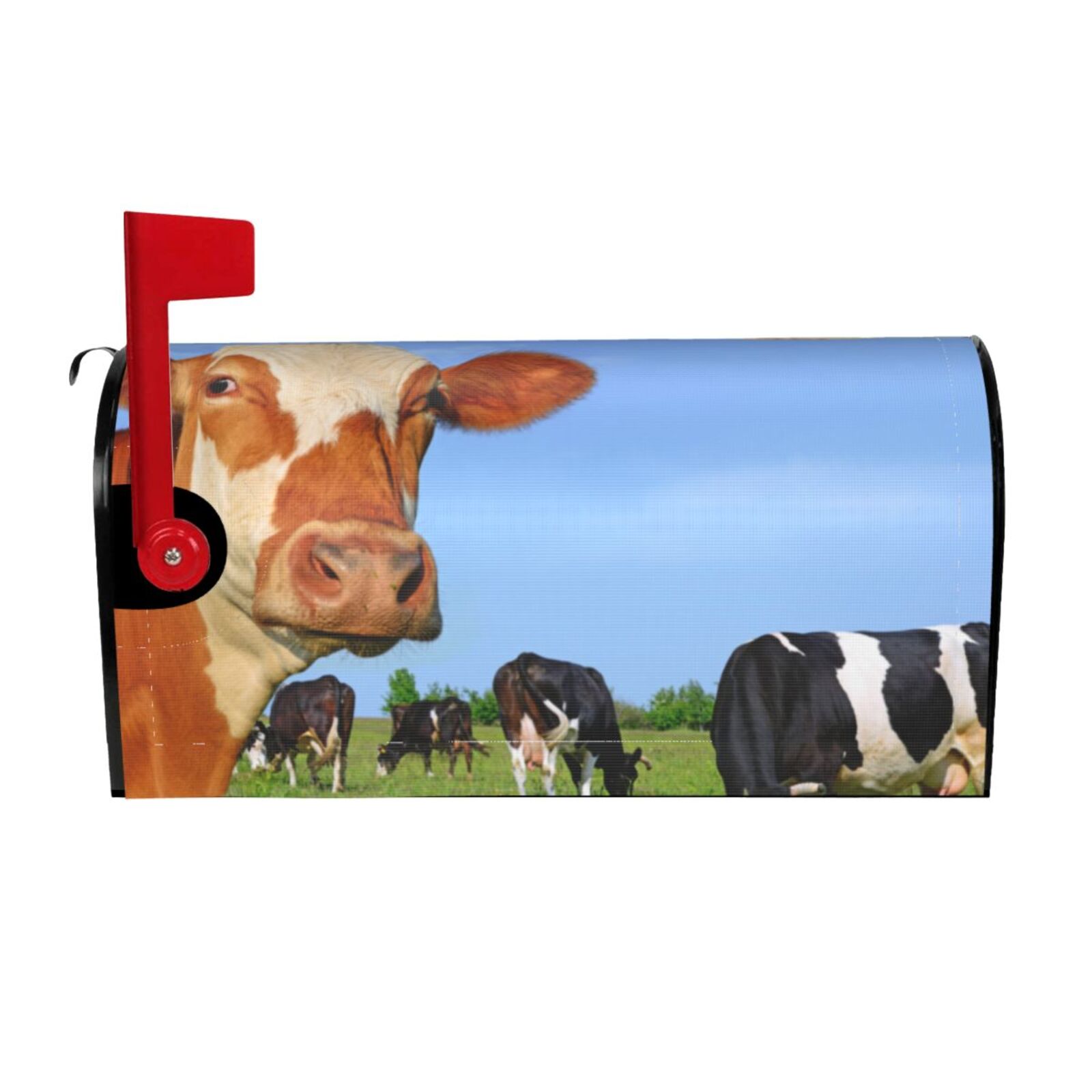Bingfone Cow On Pasture Magnetic Mailbox Cover Standard Size For Garden ...