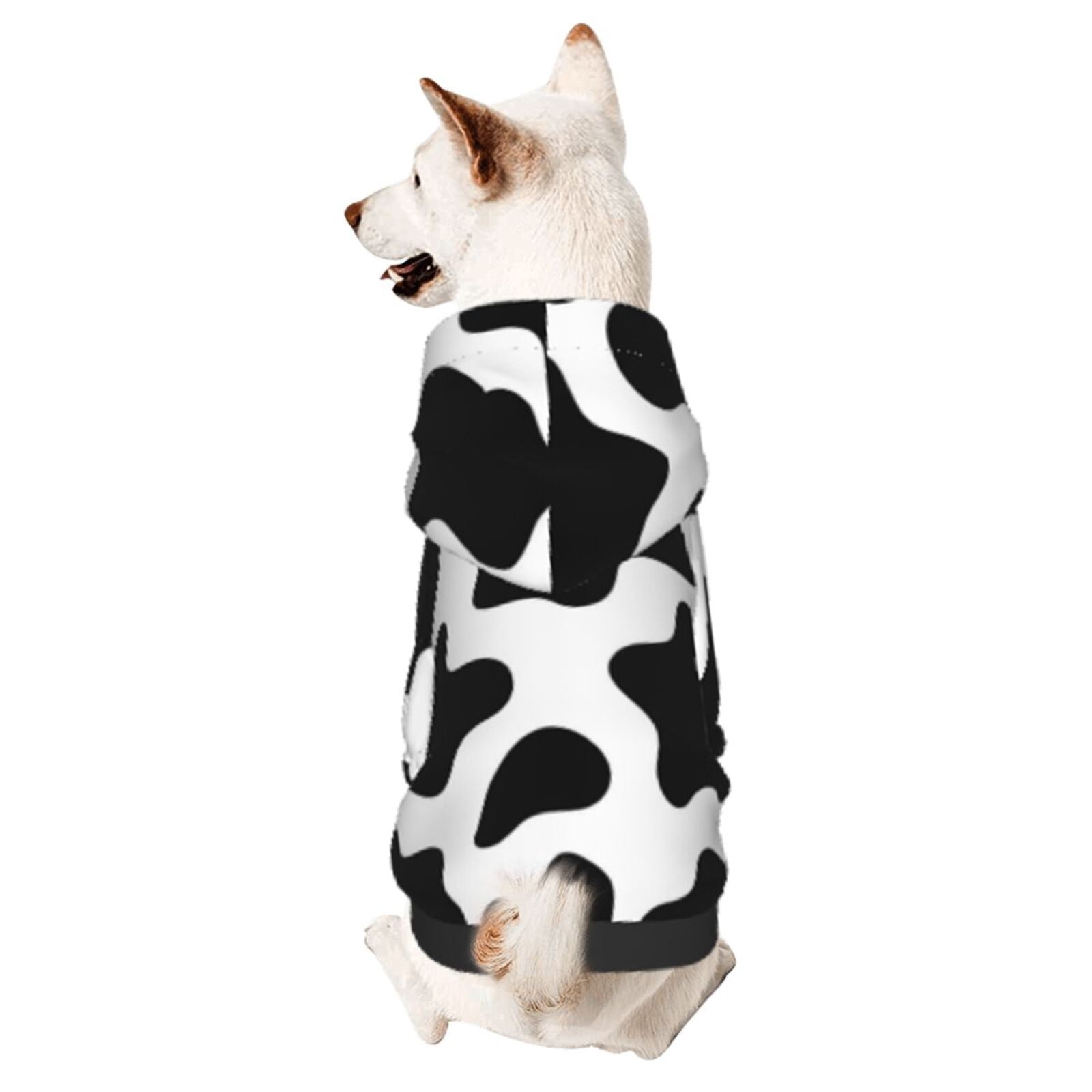 Bingfone Cow Print Black White Dog Clothes Hoodie, Pet Winter Coat ...