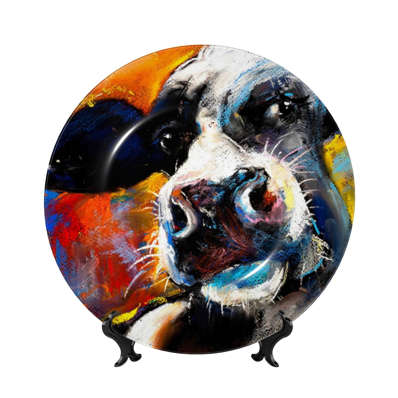 Bingfone Cow Print Bone China Dinner Decorative Plates,Handmade Ceramic ...