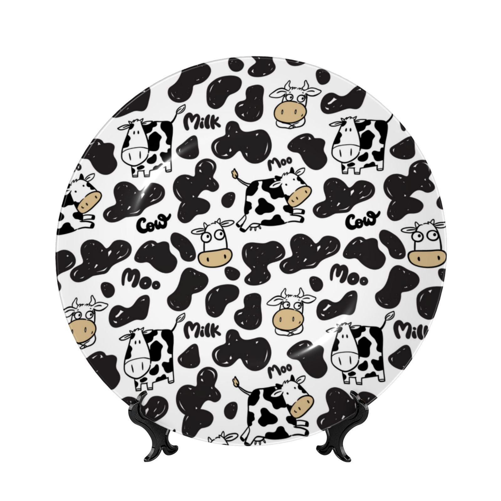 Bingfone Cow Print Bone China Dinner Decorative Plates,Handmade Ceramic ...
