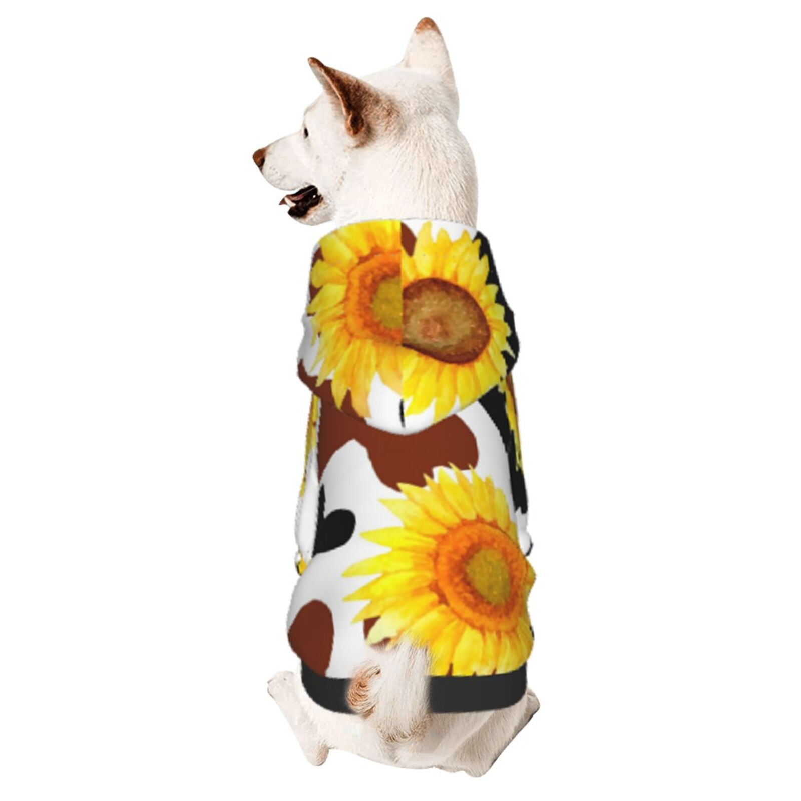 Bingfone Cow Print Sunflower Dog Clothes Hoodie, Pet Winter Coat,Puppy Sweatshirts For Small ...