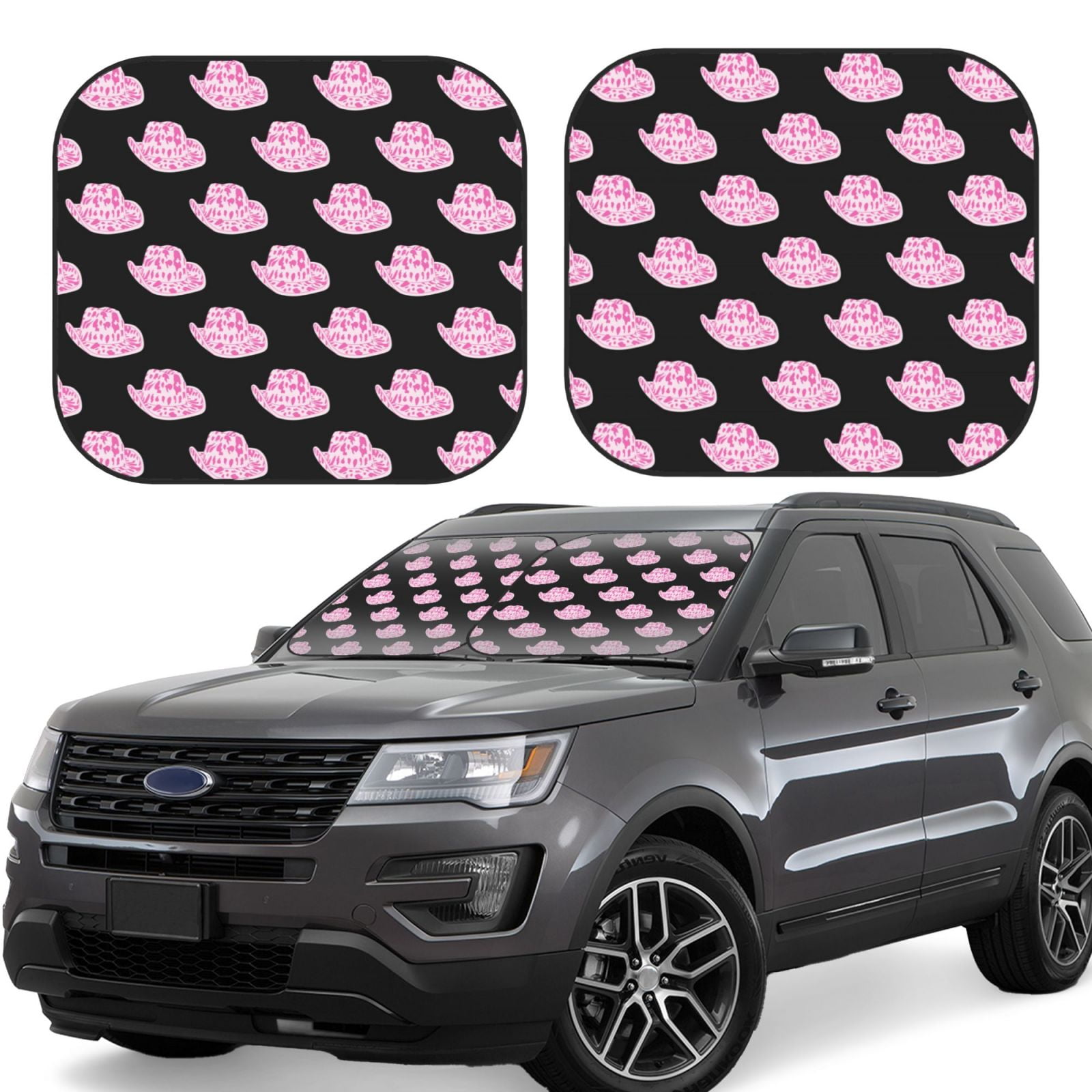 Bingfone Cowboy Hat Windshield Sun Shade 2-Piece Foldable Car Front ...