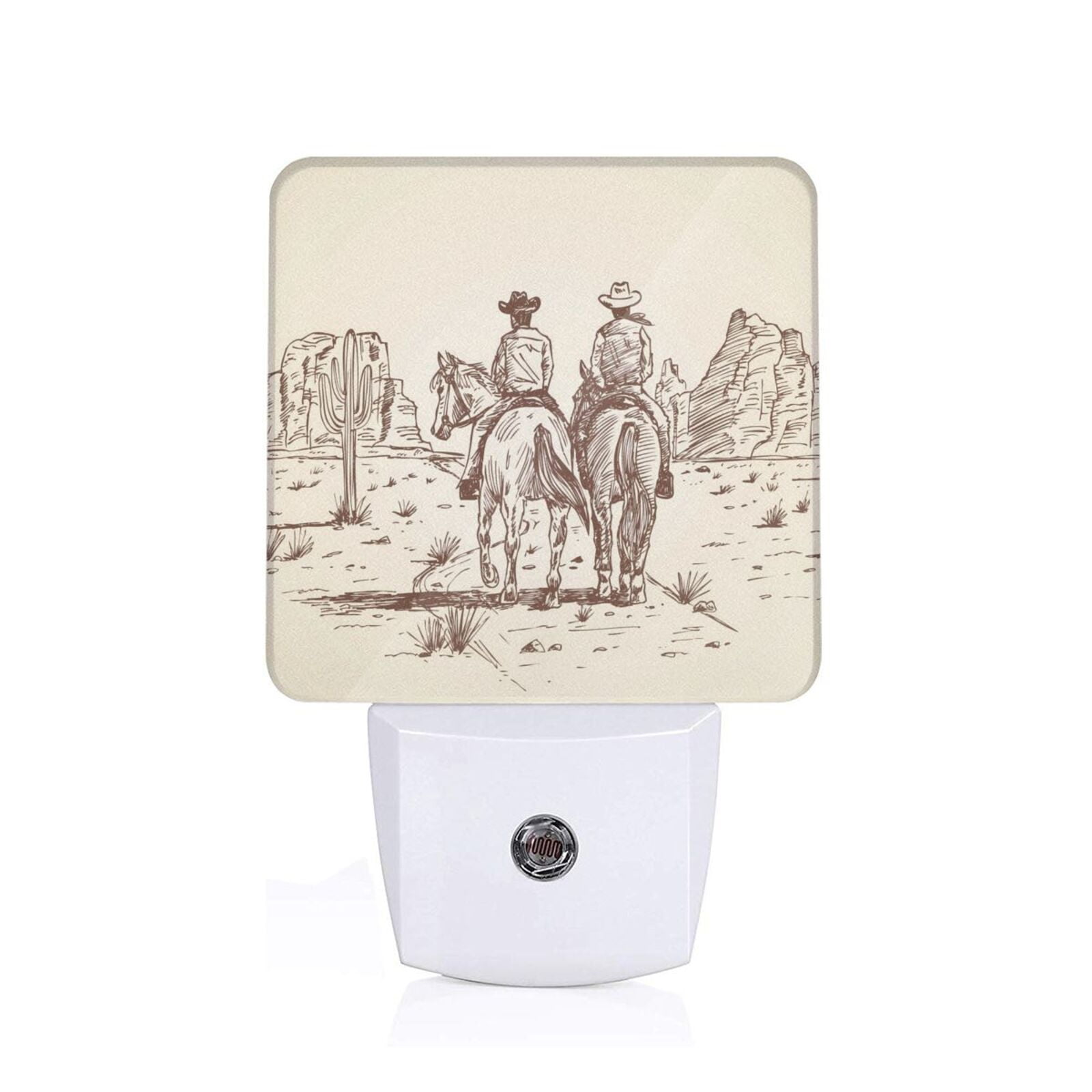 Bingfone Cowboys Riding Horses Print Night Lights Plug into Wall,Dusk ...