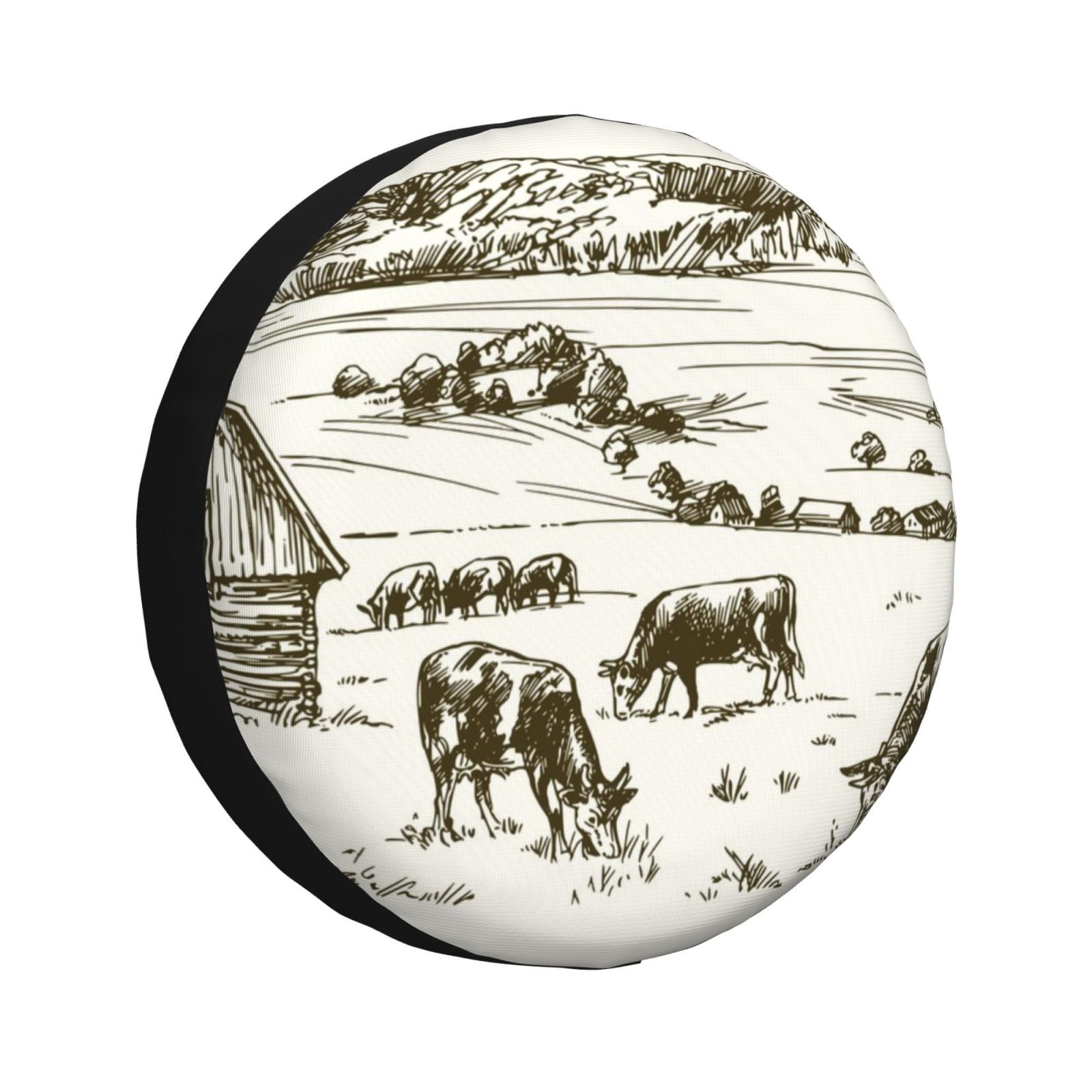 Bingfone Cows Grazing On The Meadow 1 Spare Tire Cover Weatherproof ...