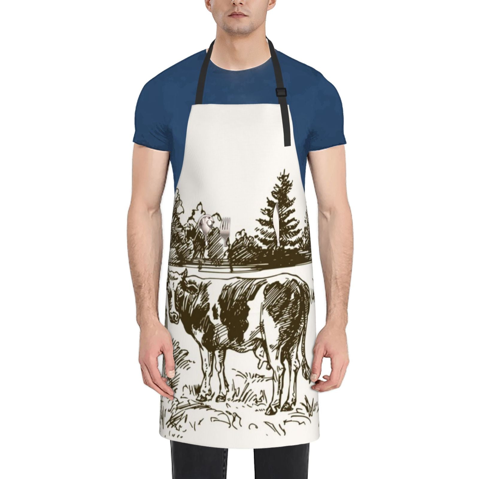 Bingfone Cows Grazing On The Meadow Apron Gifts For Men, Women ...