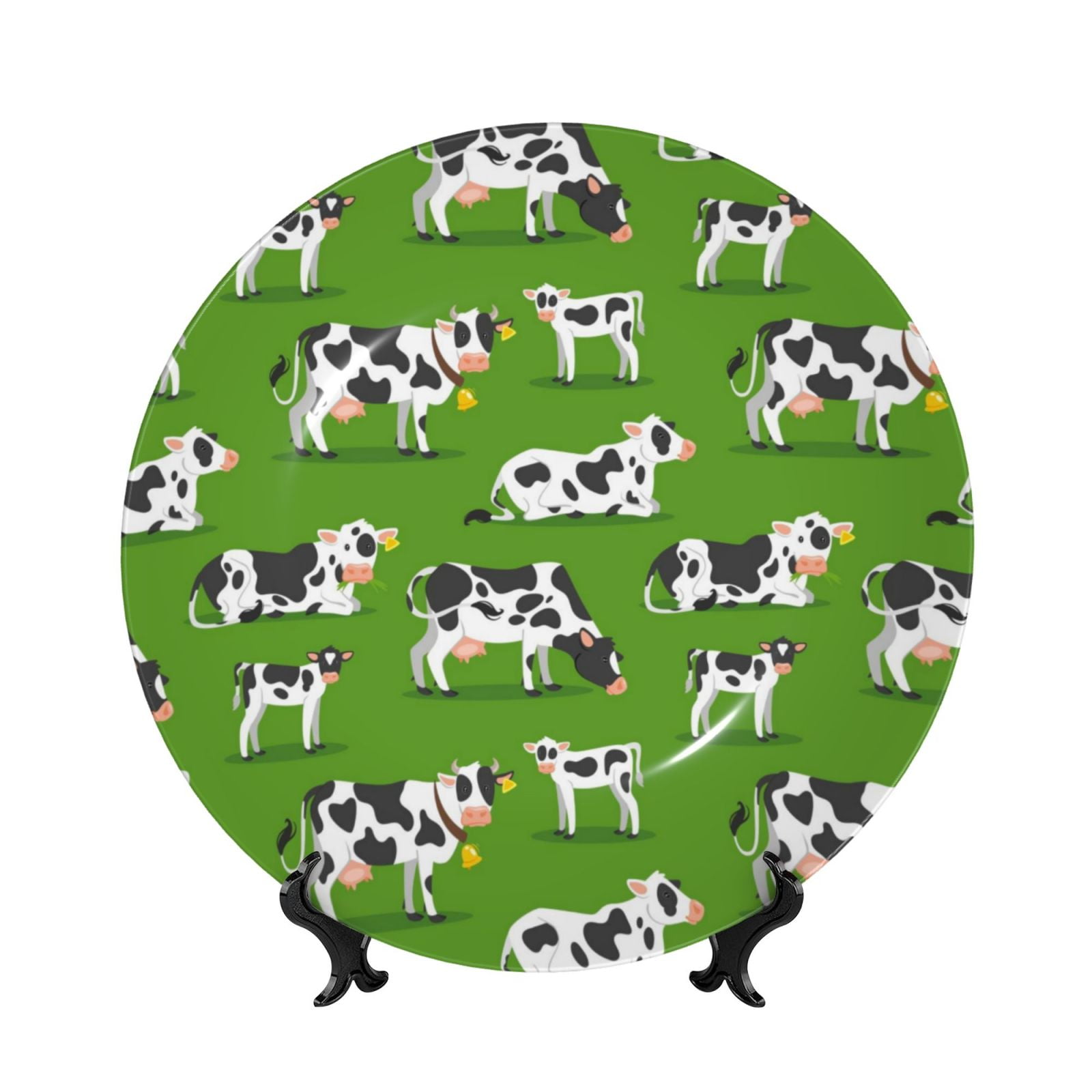 Bingfone Cows With Calfs Green Print Bone China Dinner Decorative ...