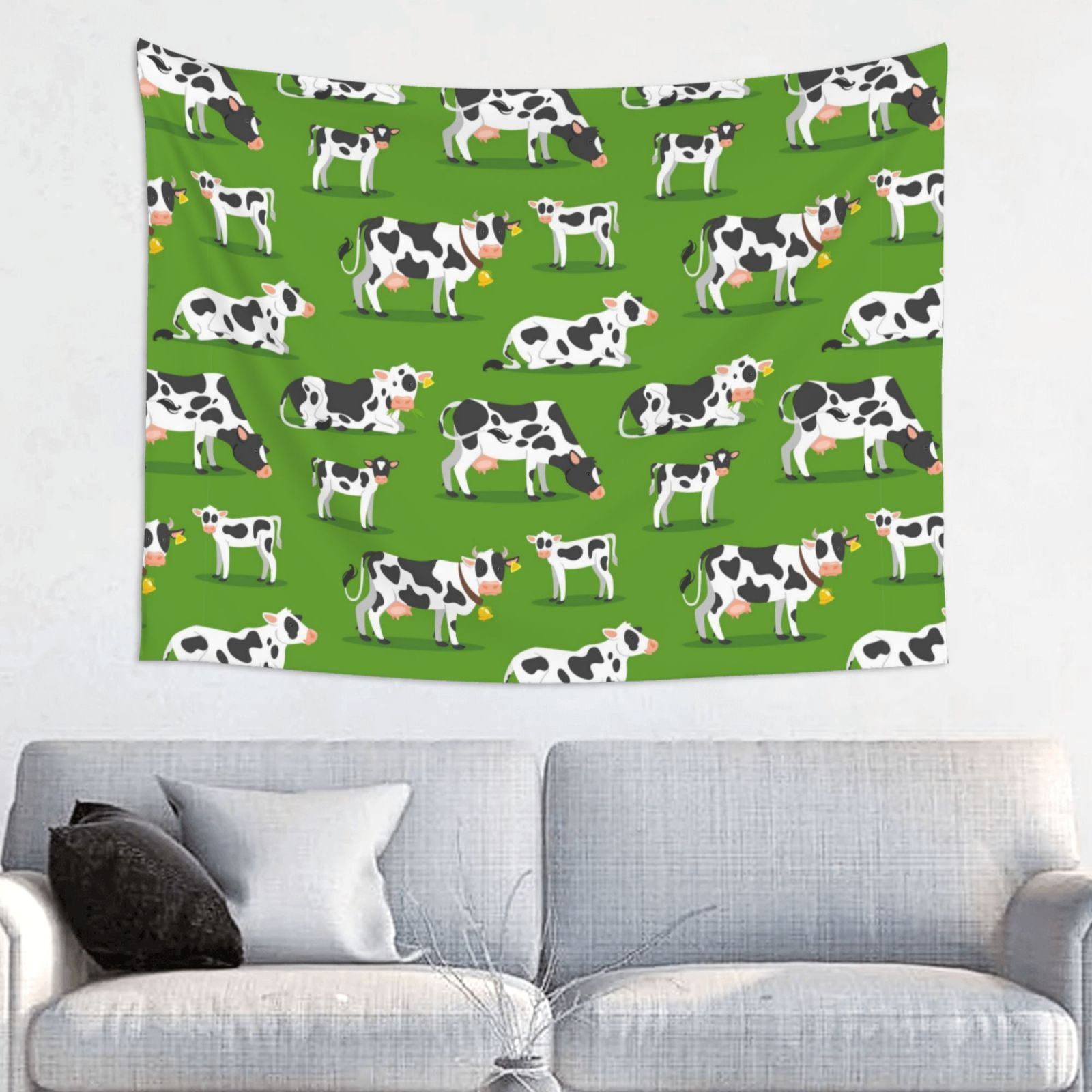 Bingfone Cows With Calfs Green Tapestry Wall Hanging Decor For Living ...