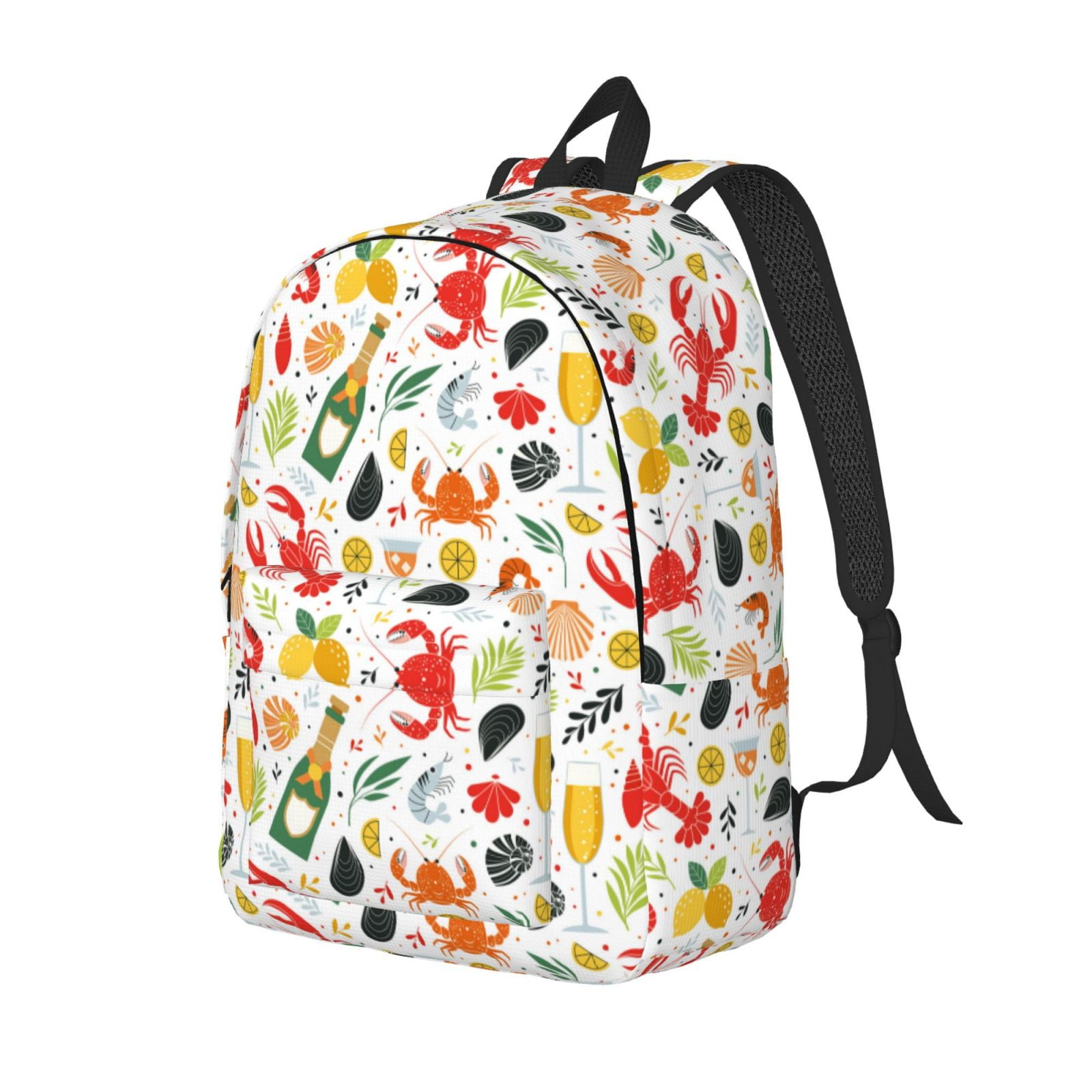 Bingfone Crabs Shrimps Print Canvas College Laptop Backpack, Large ...
