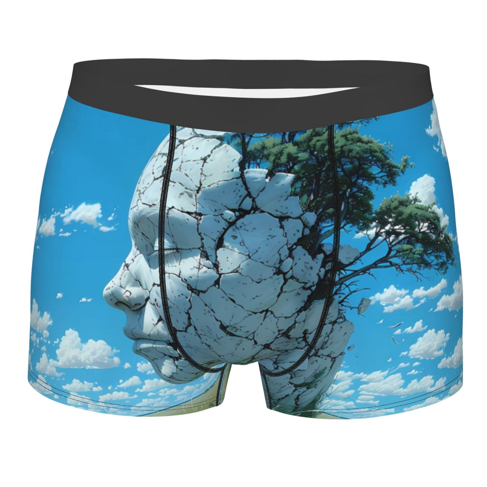 Bingfone Cracked Earth Head Tree Men's Underwear - Casual Stretch Boxer ...