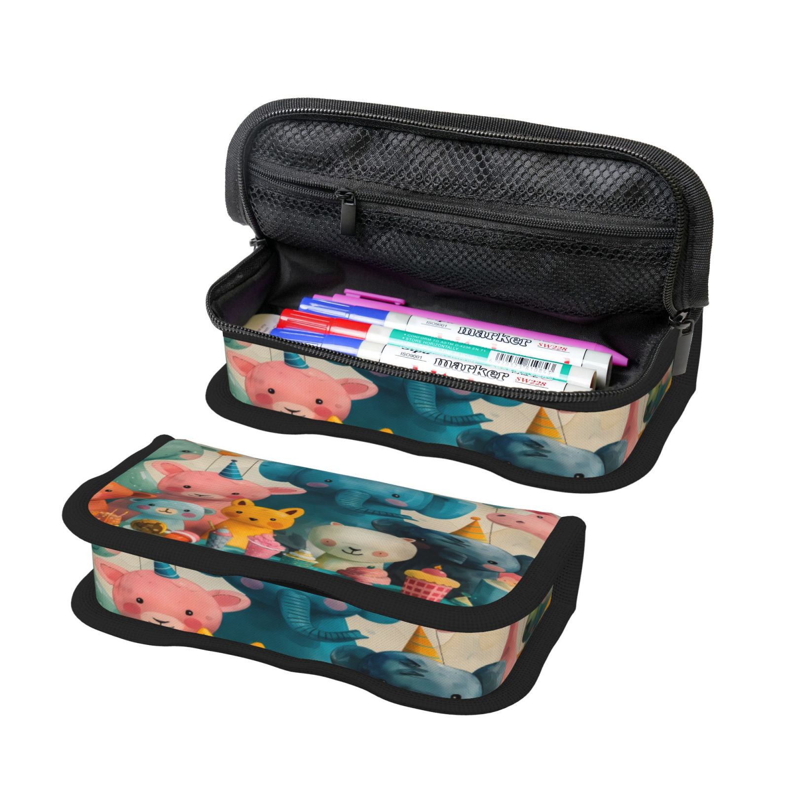 Bingfone Cute Animal Party Print Pencil Case Large Capacity Pencil ...