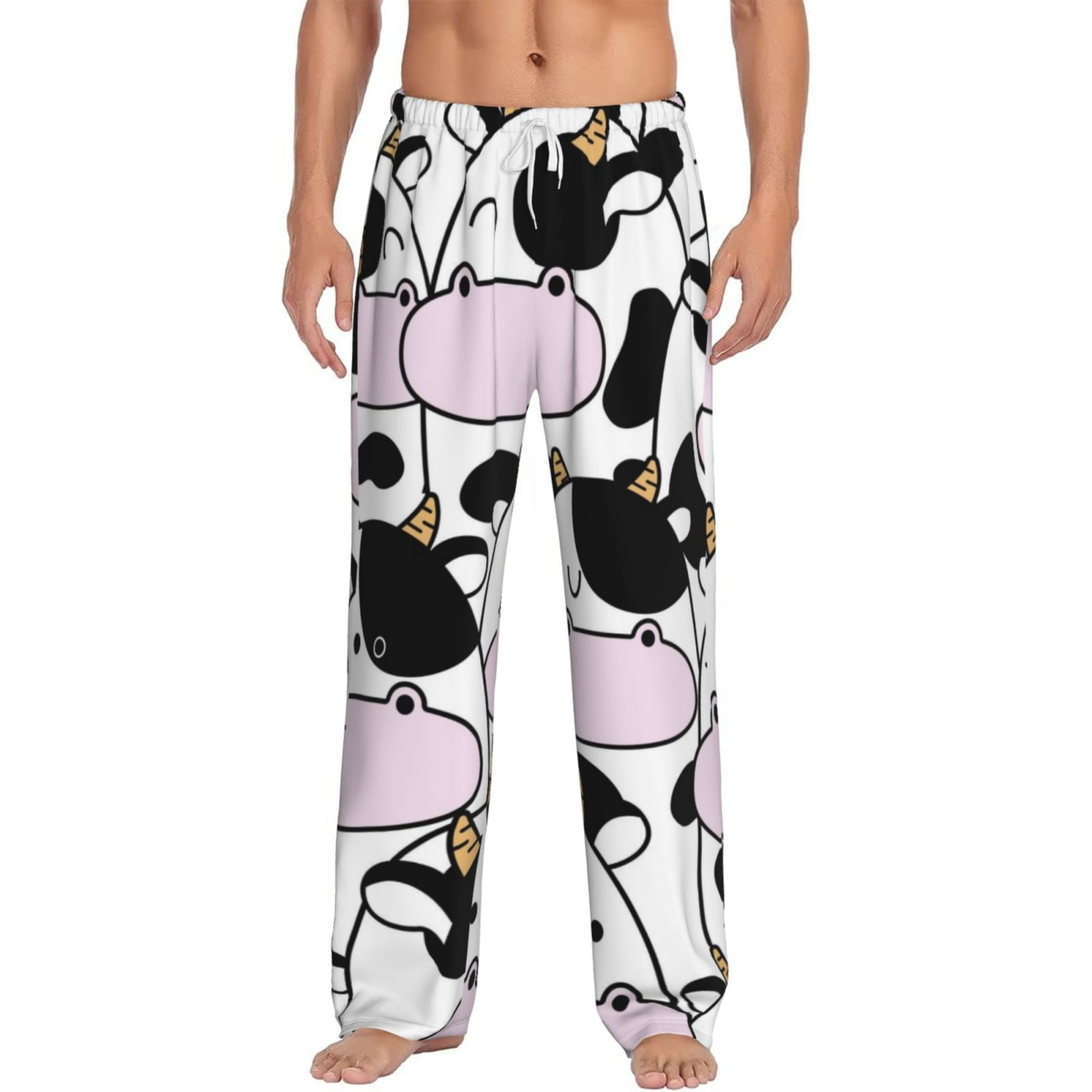 Bingfone Cute Animal With Cow Mens All Over Print Sleep Pajama Pants ...