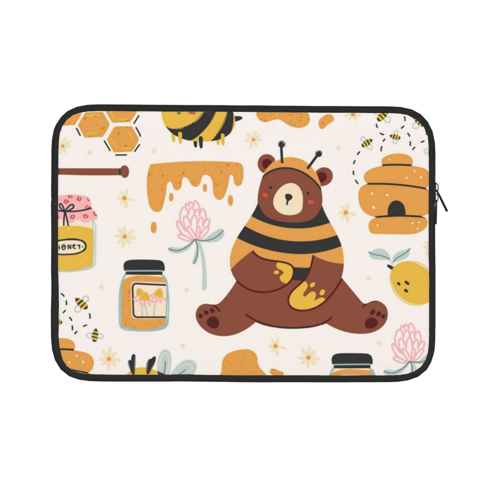 Bingfone Cute Bee Honey Jar Hive Bear Laptop Sleeve Case 13 Inch, 360 ...