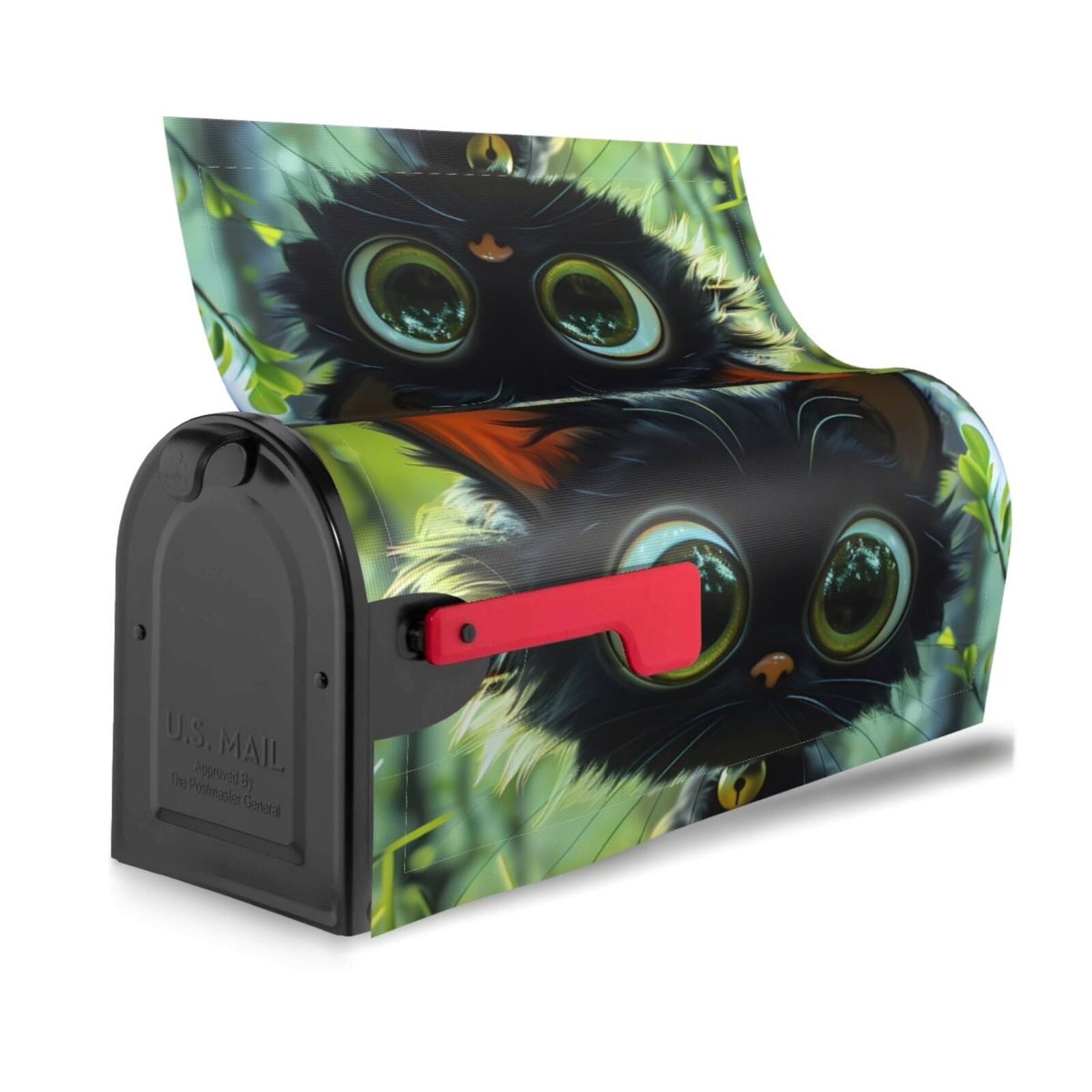 Bingfone Cute Big-Eyed Black Cat Magnetic Mailbox Cover Standard Size ...