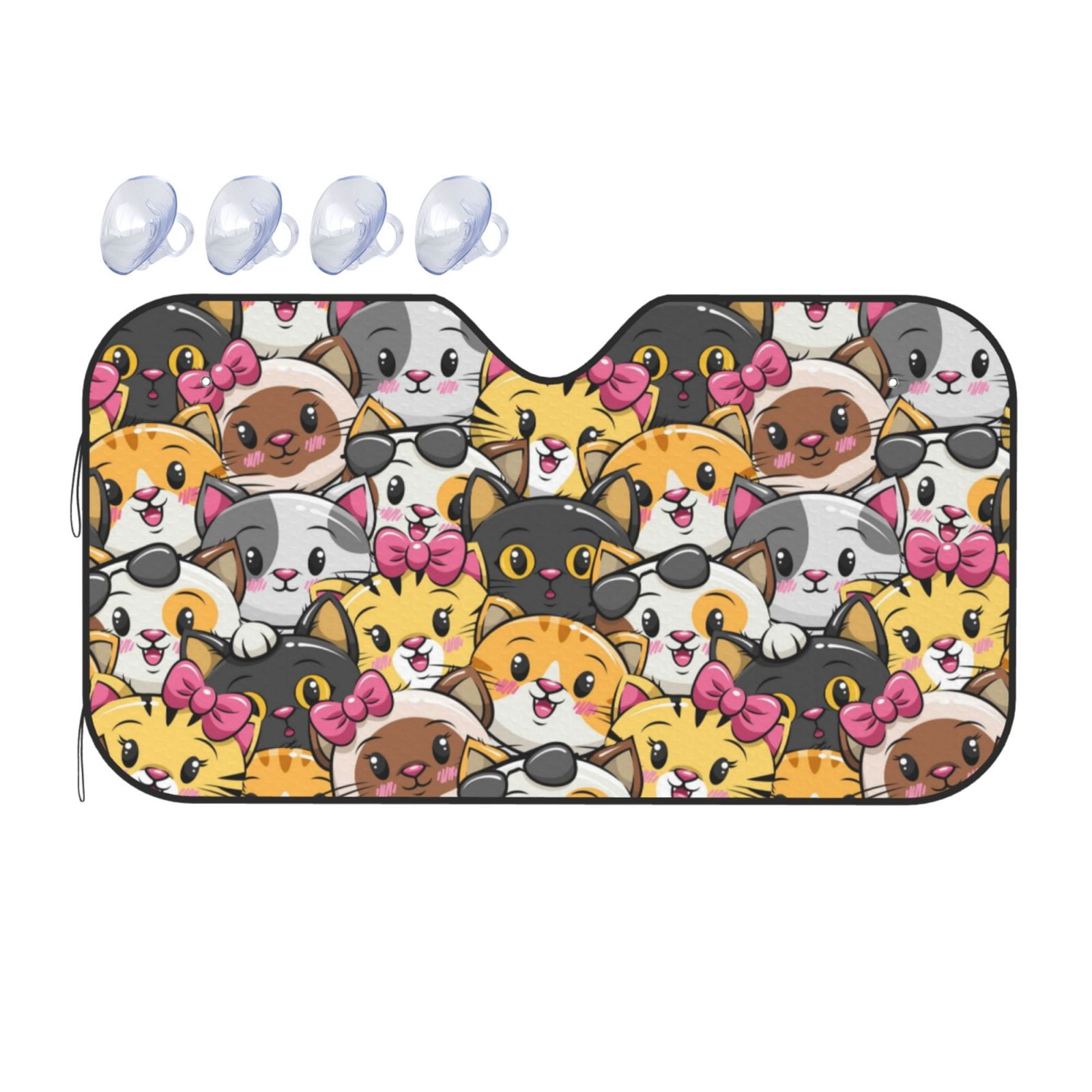 Bingfone Cute Cat Cartoon Car Windshield Sunshade,Sun Foldable Sun ...
