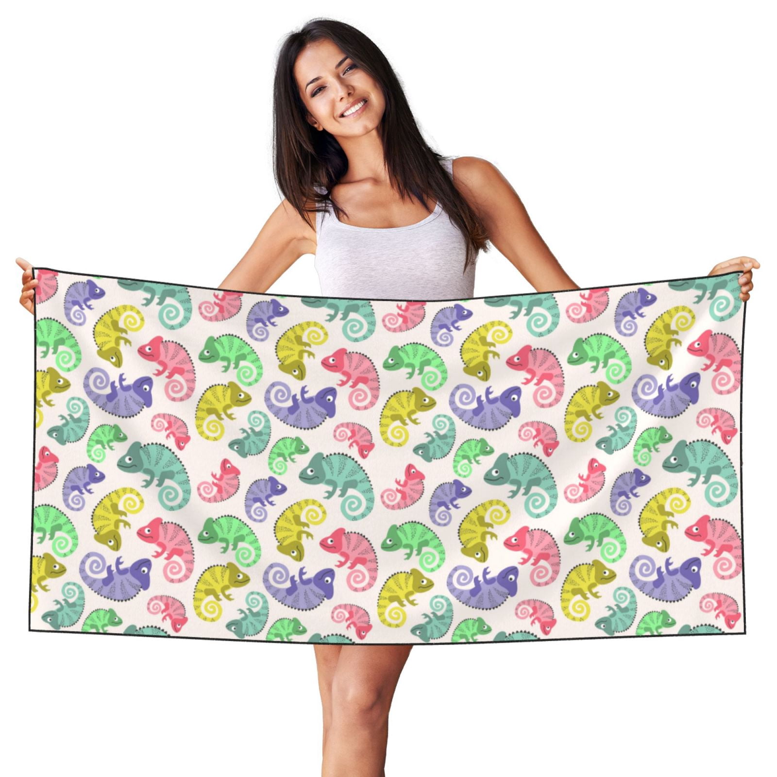 Bingfone Cute Chameleons Oversized 27.7x55 Inches Beach Towel, Super ...
