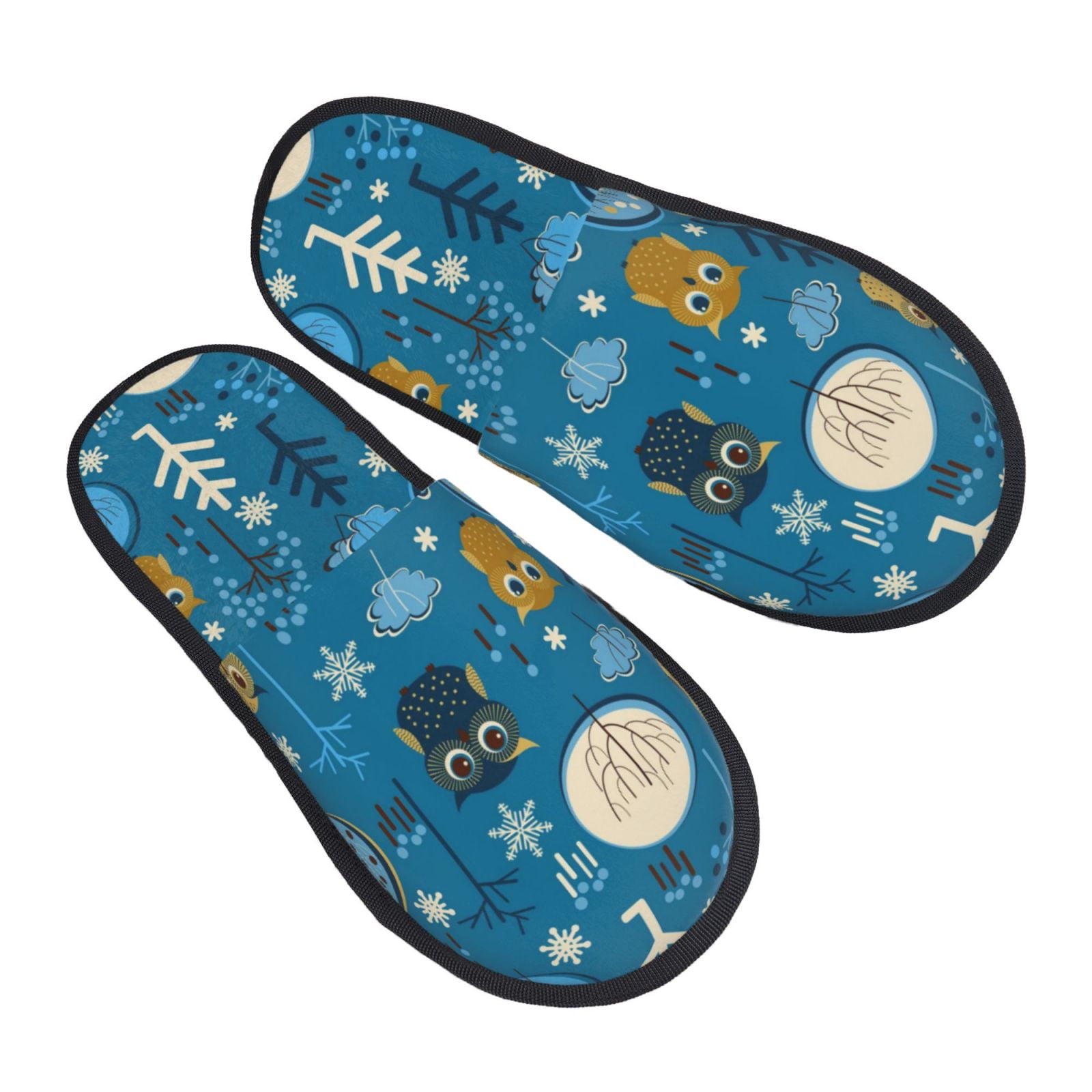 Bingfone Cute Colorful Owls And Trees House Slippers For Women Men With ...