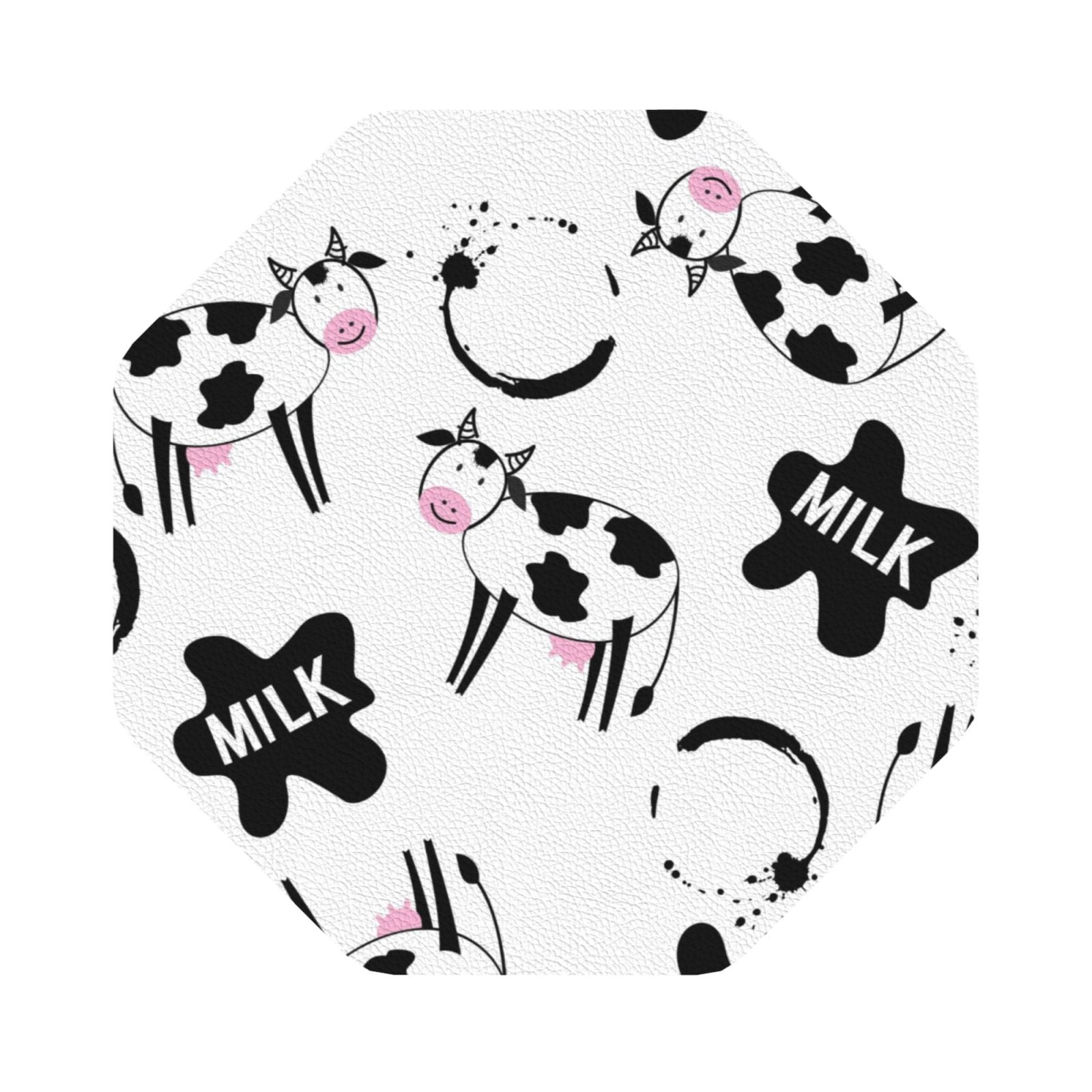Bingfone Cute Cow And Milk Stains Personalized Coaster Set 4 For Drinks ...