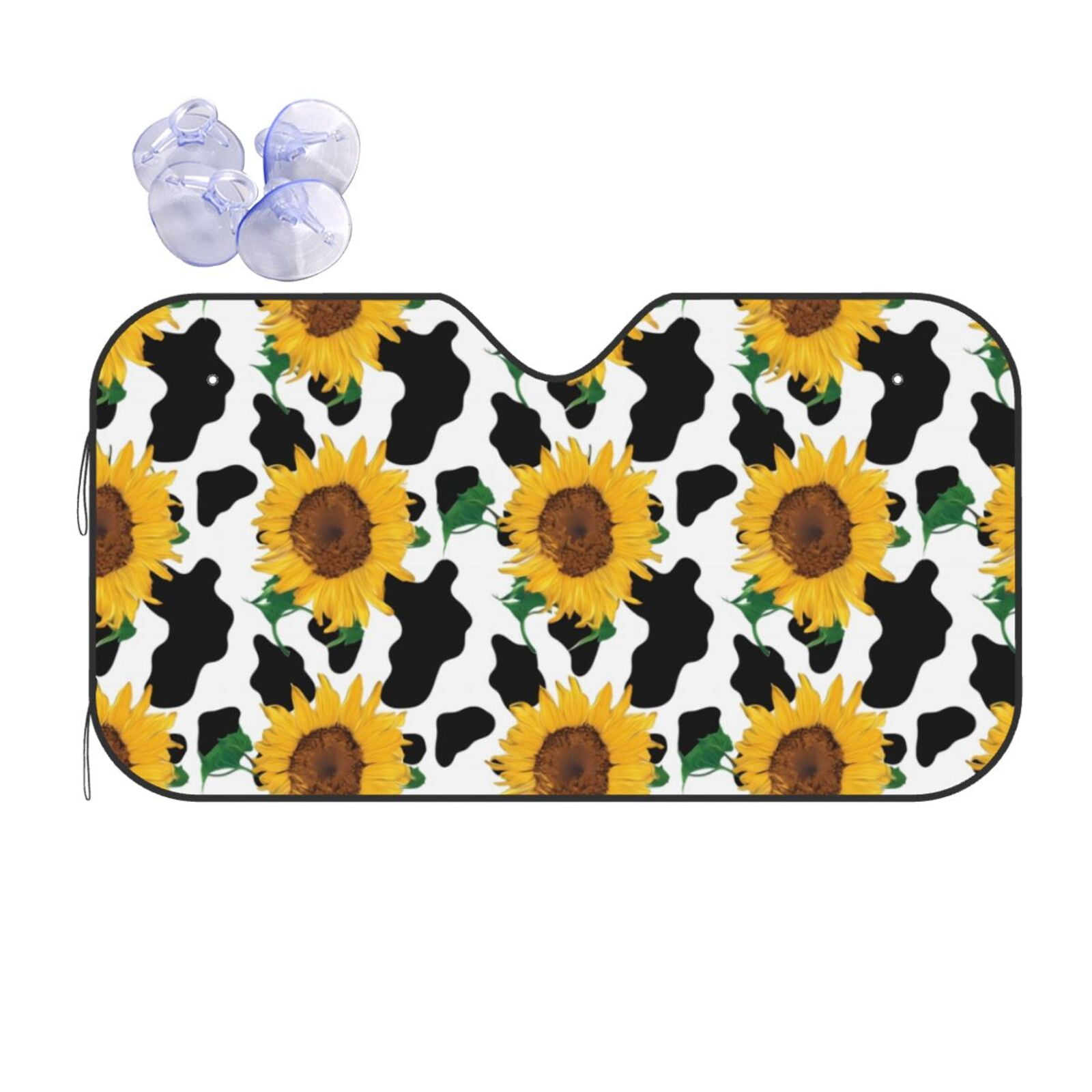 Bingfone Cute Cow Print Sunflower B Car Windshield Sun Shade Protector ...