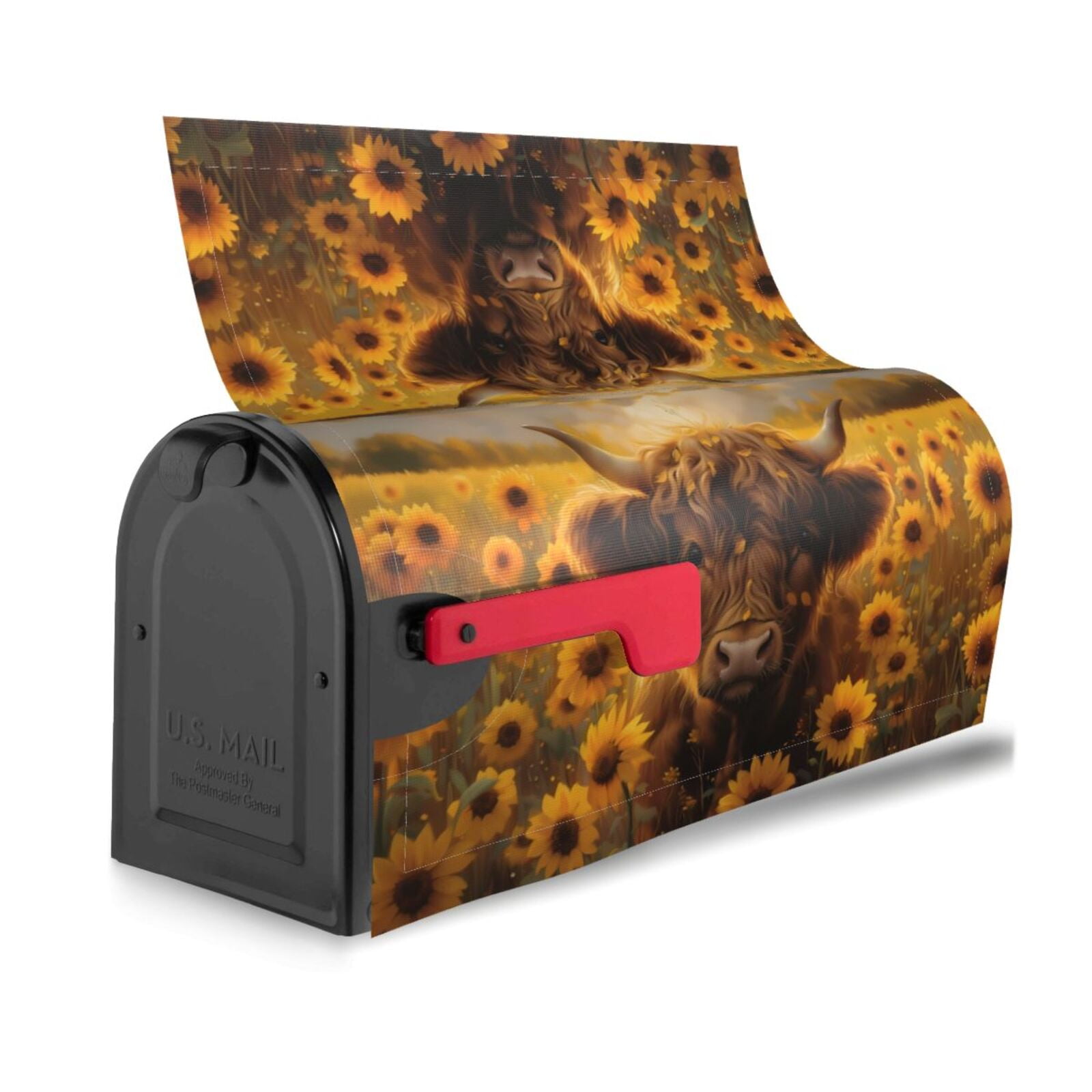 Bingfone Cute Cow Sunflower Field Magnetic Mailbox Cover Standard Size ...