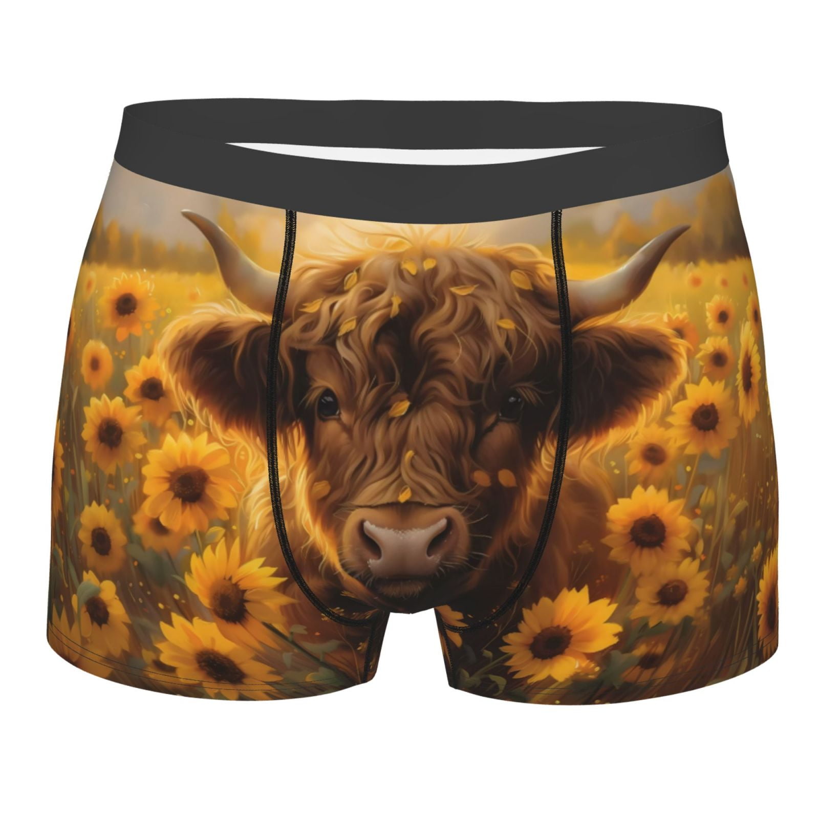 Bingfone Cute Cow Sunflower Field Men's Underwear - Casual Stretch ...