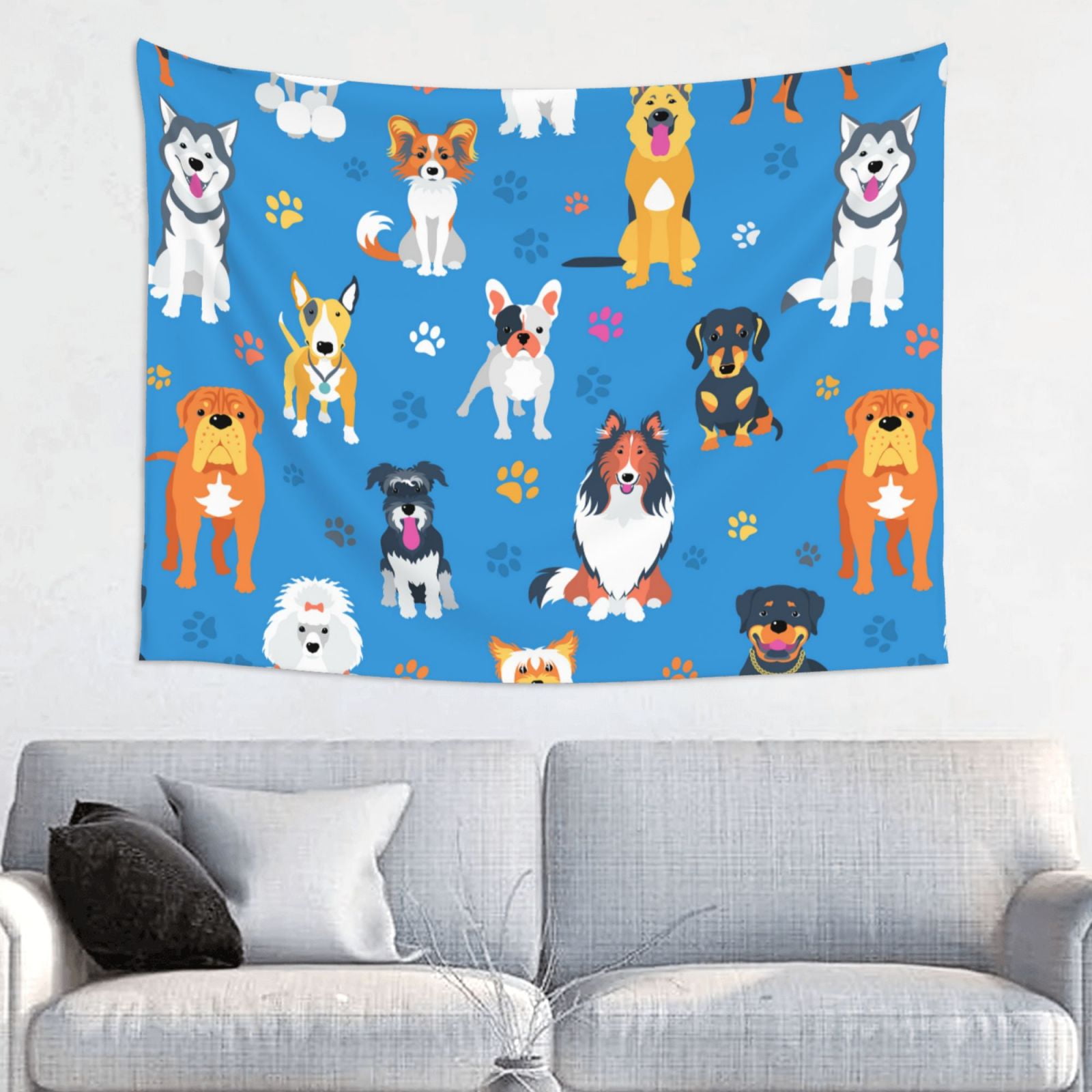 Bingfone Cute Dogs Tapestry Wall Hanging Decor For Living Room Bedroom ...