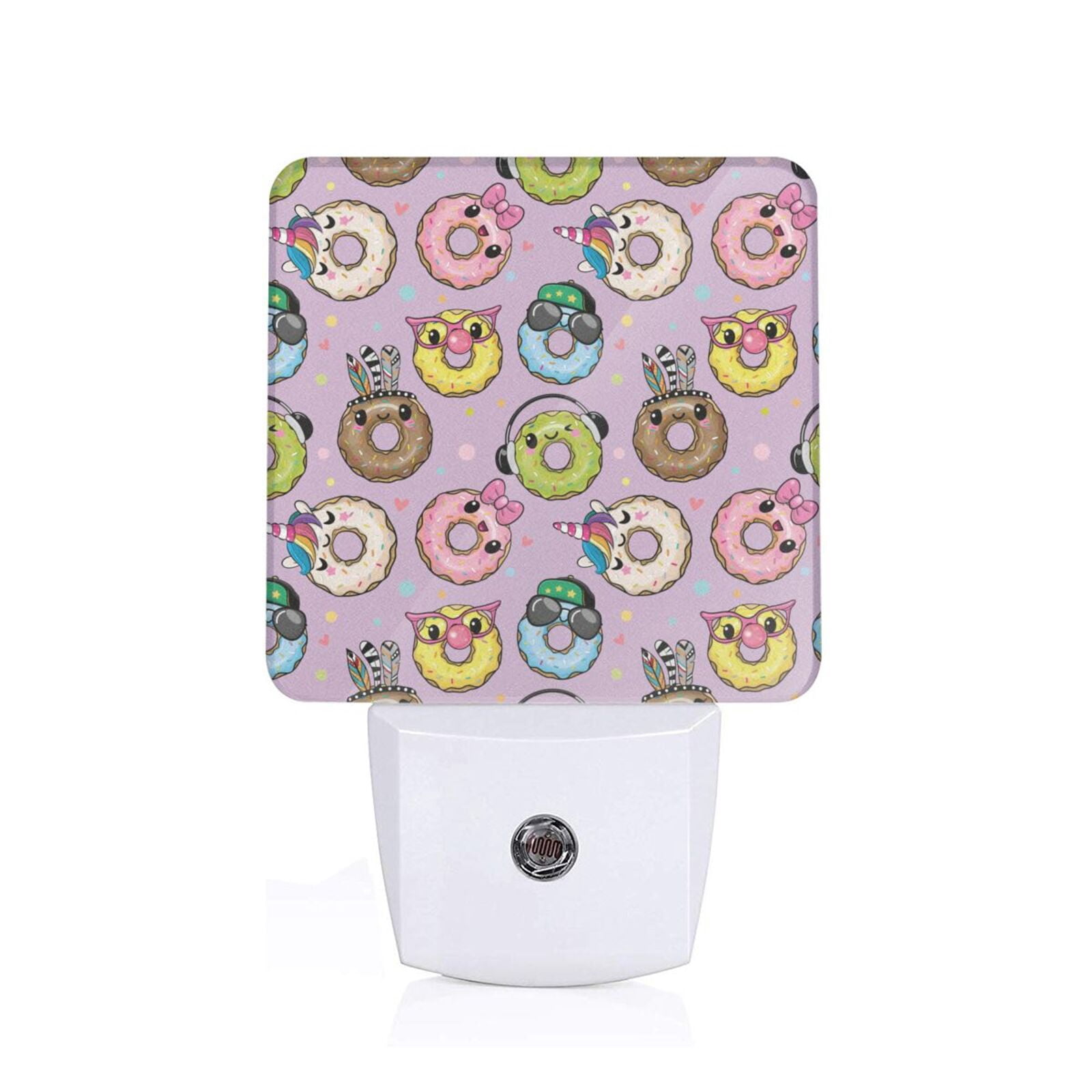 Bingfone Cute Donuts Print Night Lights Plug into Wall,Dusk to Dawn ...
