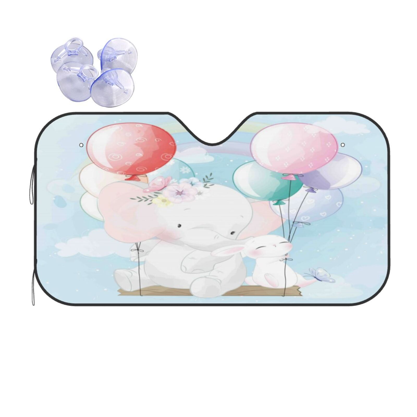Bingfone Cute Elephant Bunny Flying With Balloon Car Windshield Sun ...