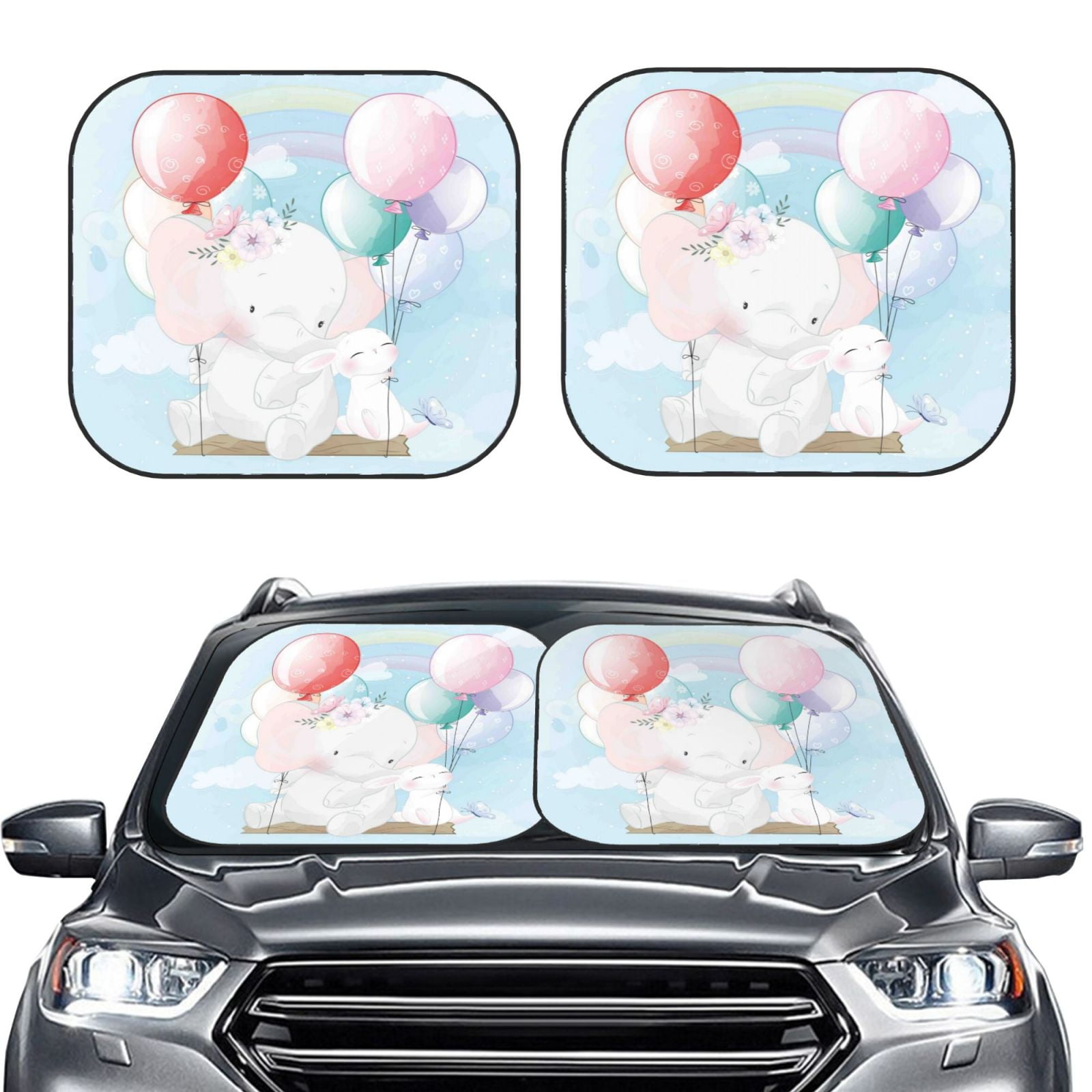 Bingfone Cute Elephant Bunny Flying With Balloon Print 2-Piece Sun ...