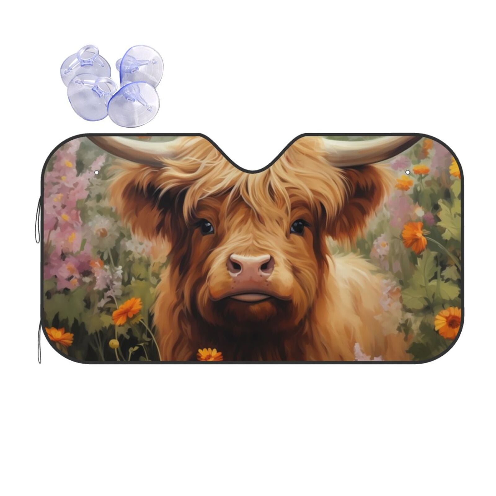 Bingfone Cute Floral Cow Car Windshield Sun Shade Protector Keep Your ...